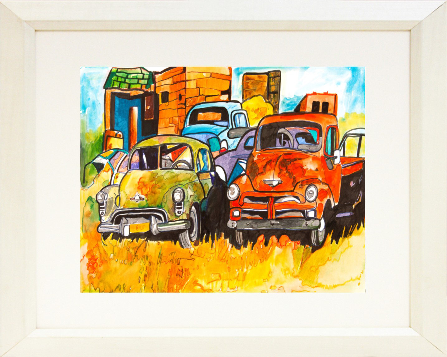 Buy Art For Less 'Junk Yard Oldies Poster' by Elizabeth Stack Framed ...