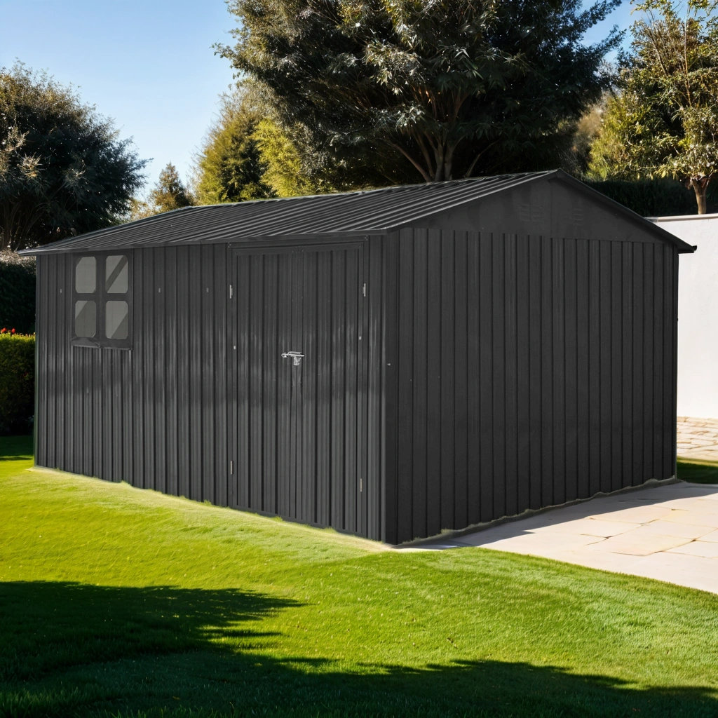 VOLBAL Metal outdoor storage sheds with window 10ftx12ft - Wayfair Canada