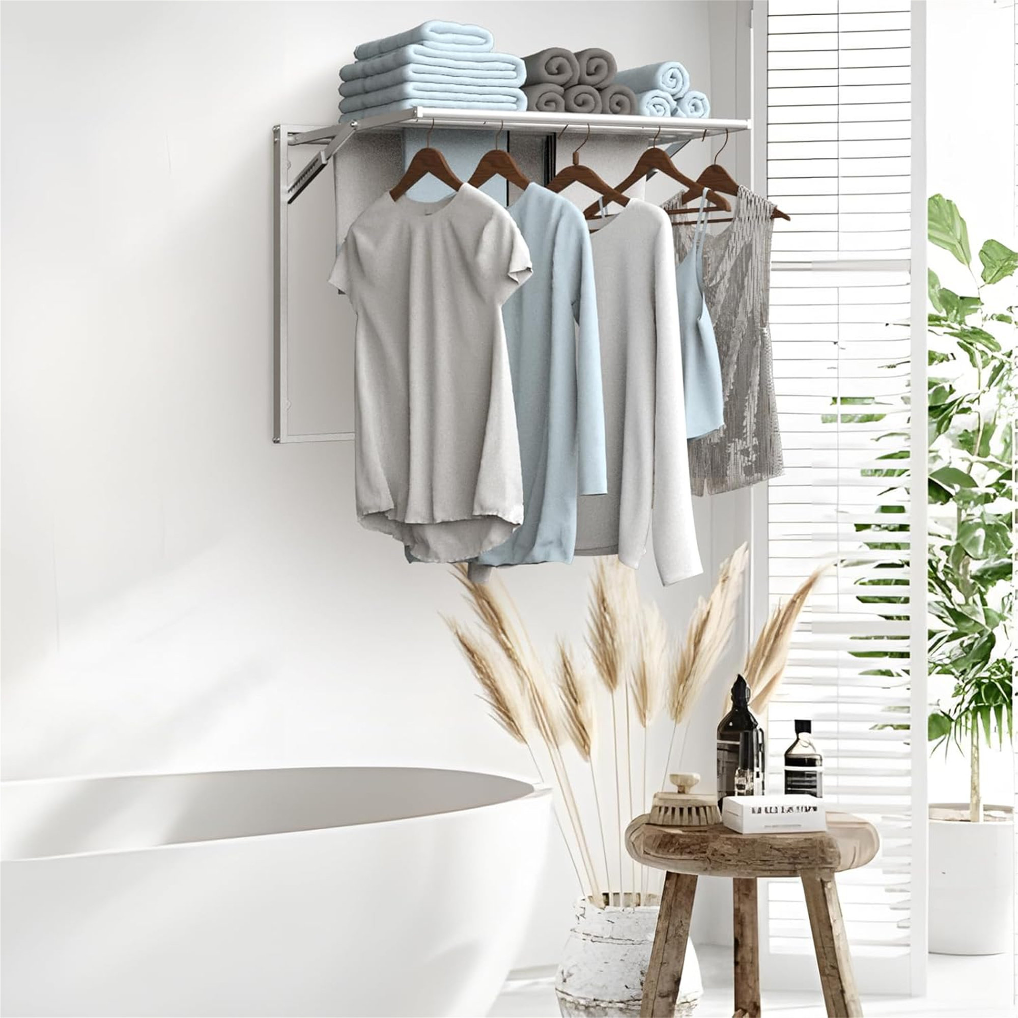 doitbest 2 Pcs Wall Mount Drying Rack - 26 X 31.5, Foldable Stainless ...