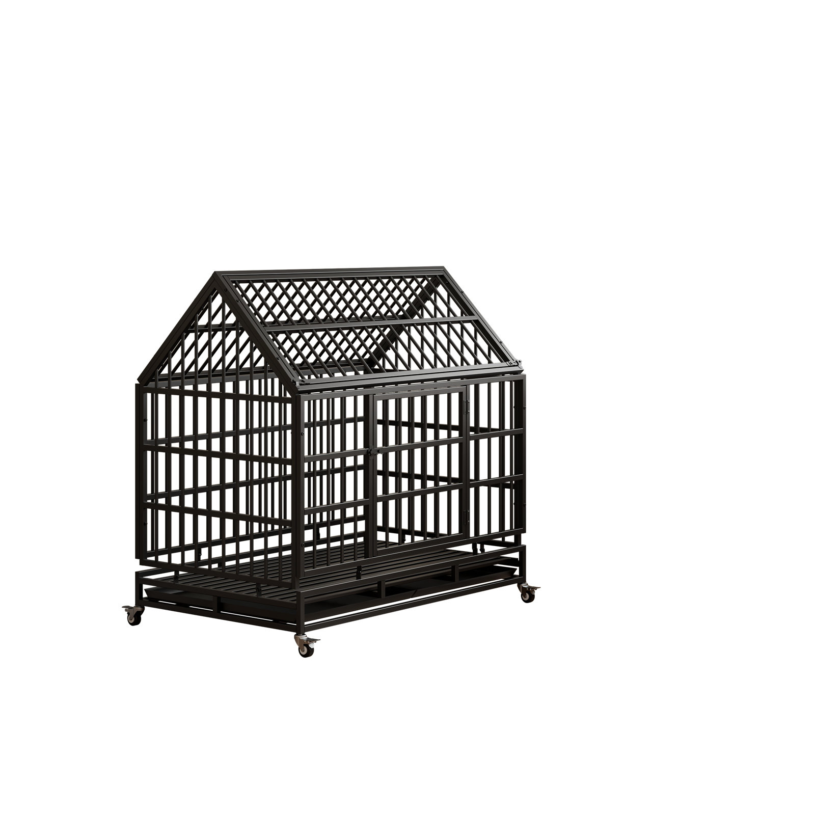 One Allium Way 48 Inch Heavy Duty Dog Crate with Wheels, Folding Metal ...