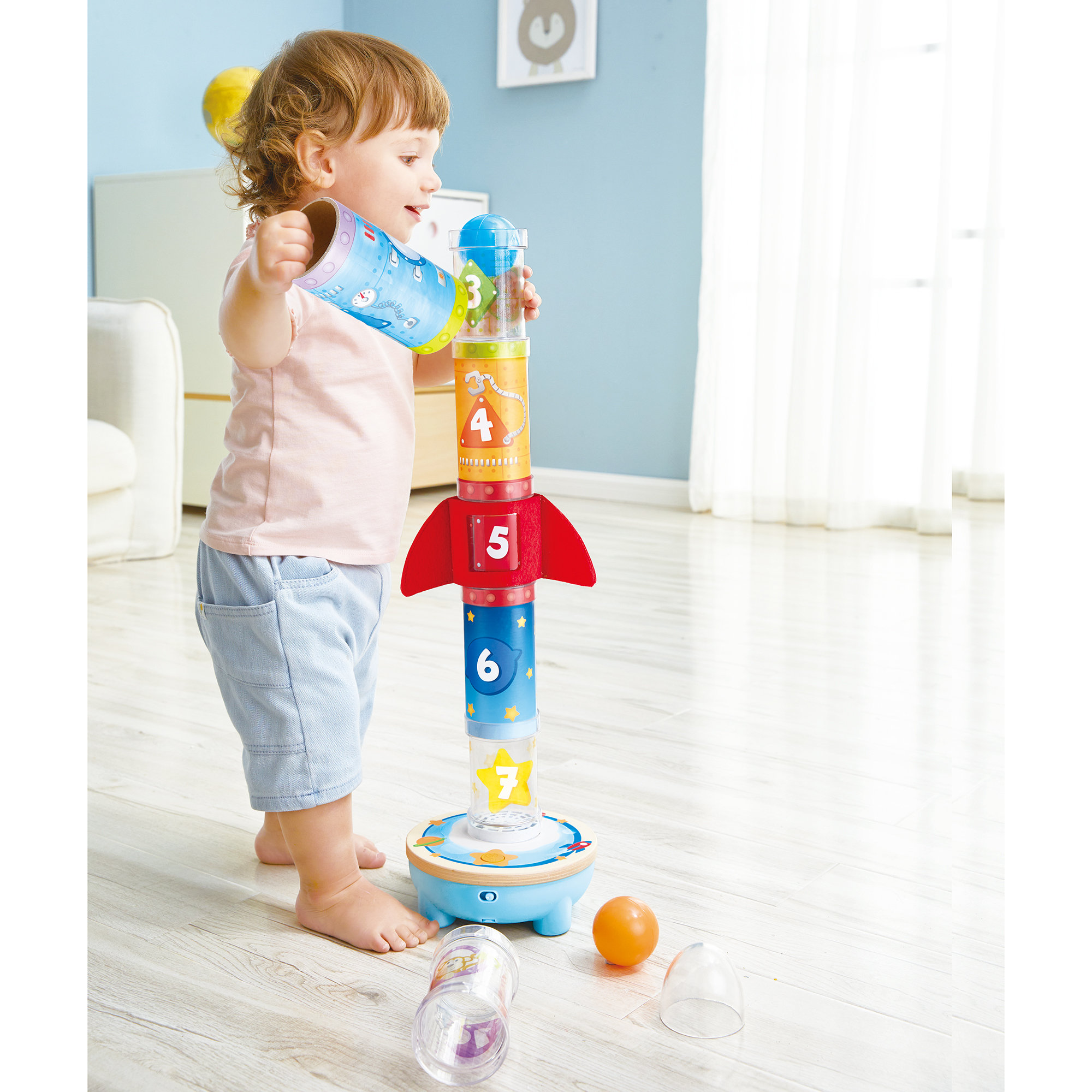 Hape: Rocket Ball Air Stacker - Sorting & Construction Stacking Toy ...