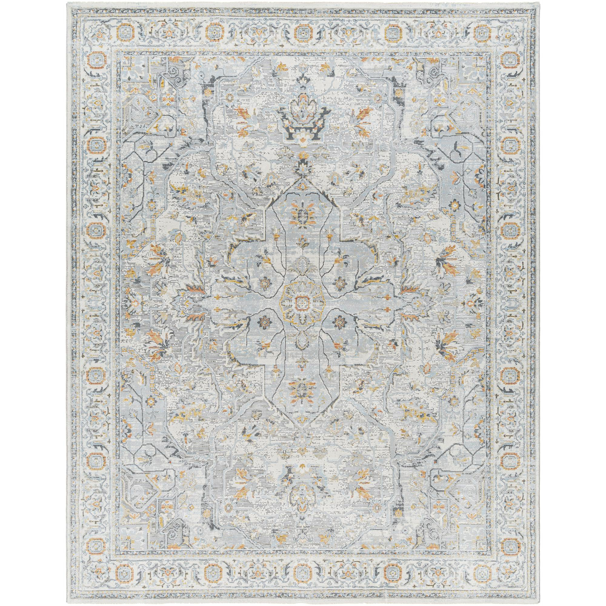 Bungalow Rose Oriental Machine Woven Polyester Area Rug in Light Gray ...