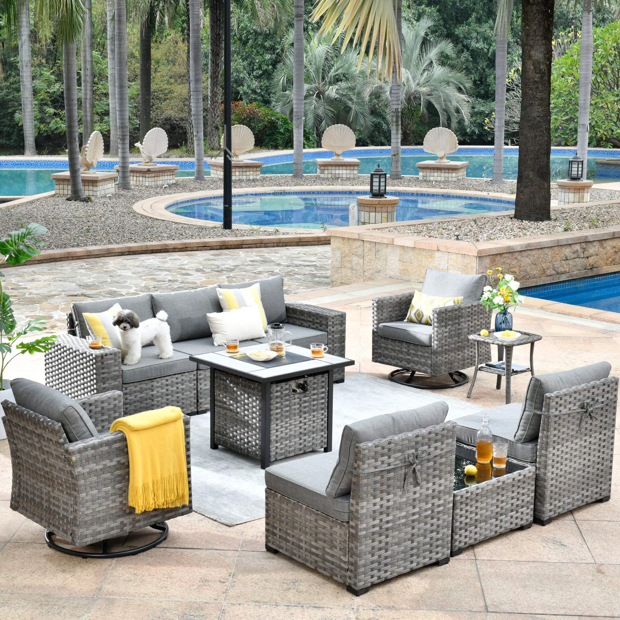 Red Barrel Studio® Killie 10 Piece Sofa Seating Group with Cushions ...