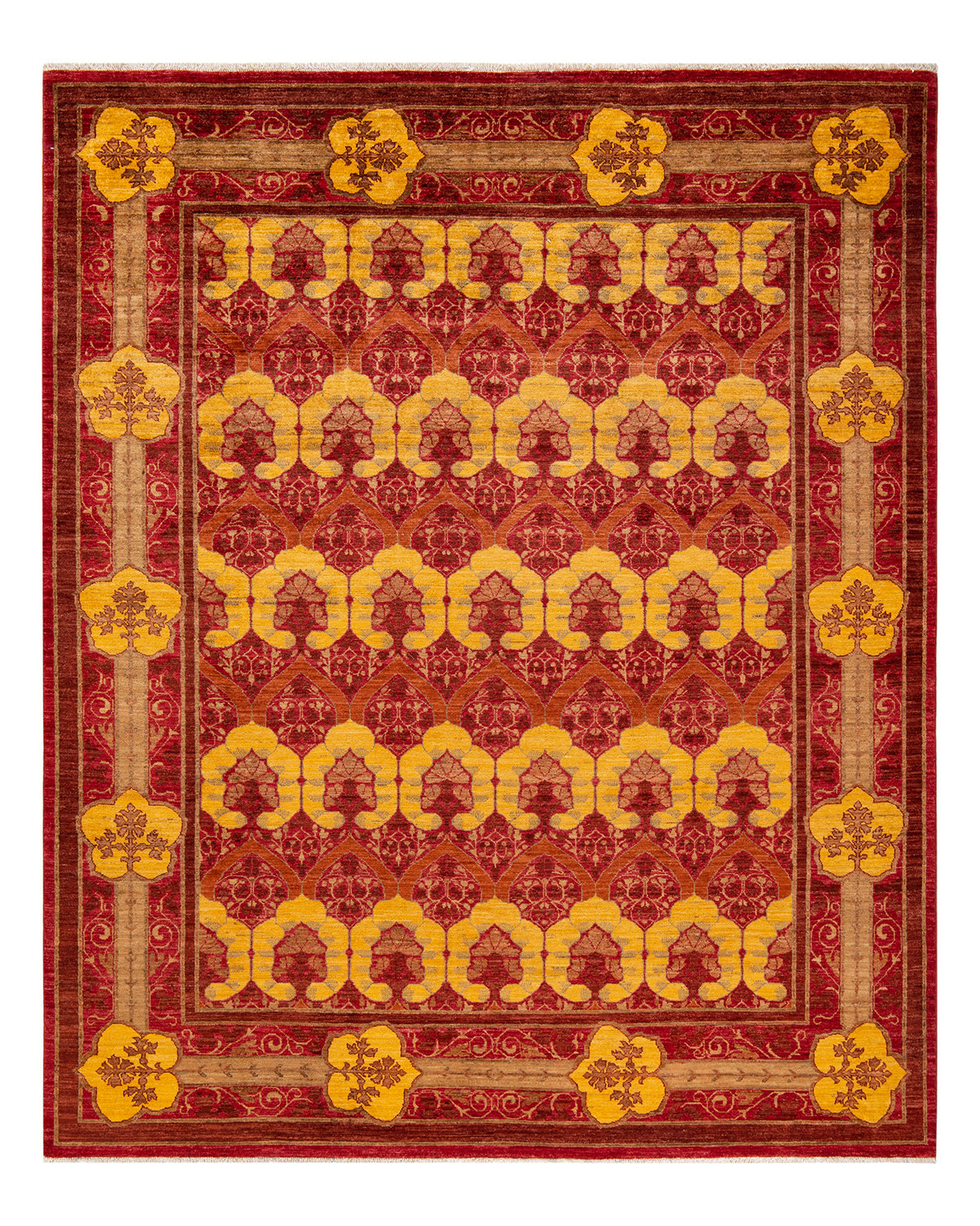 Isabelline Himal Arts & Crafts One-of-a-Kind Hand-Knotted Red Area Rug ...