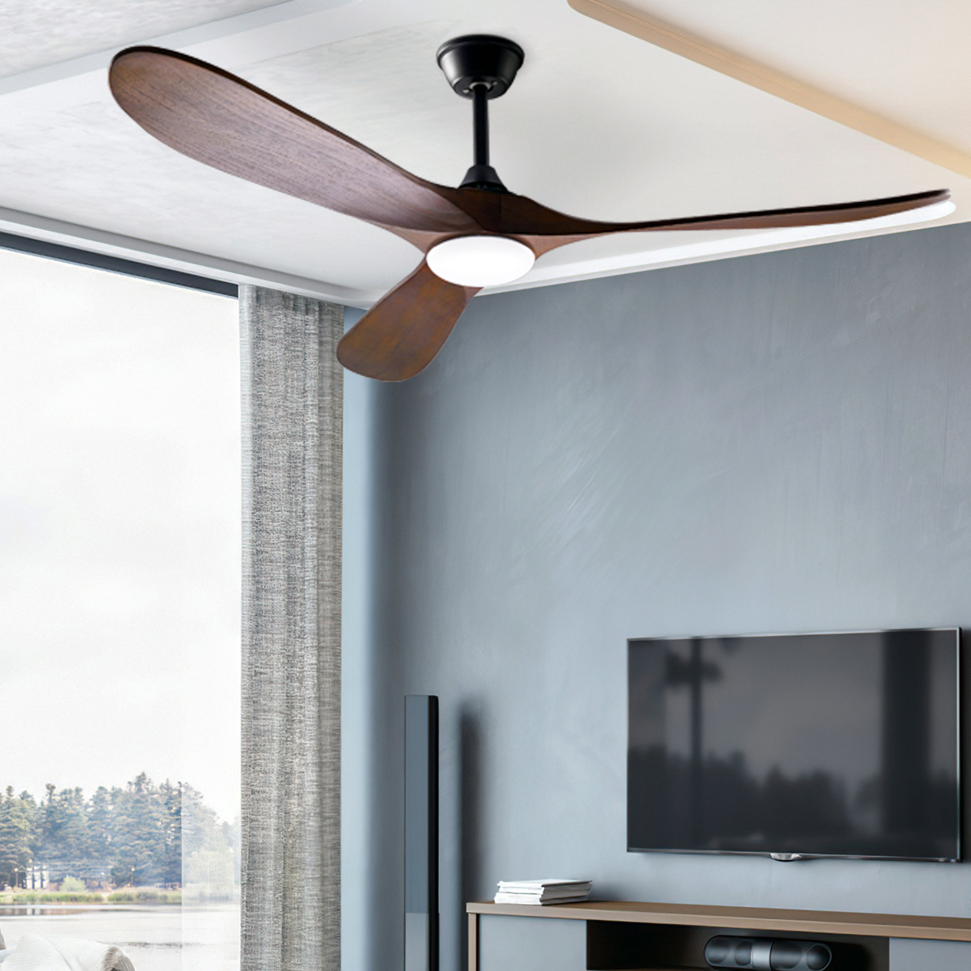 Orren Ellis 3 - Blade Propeller Ceiling Fan With Remote Control ...
