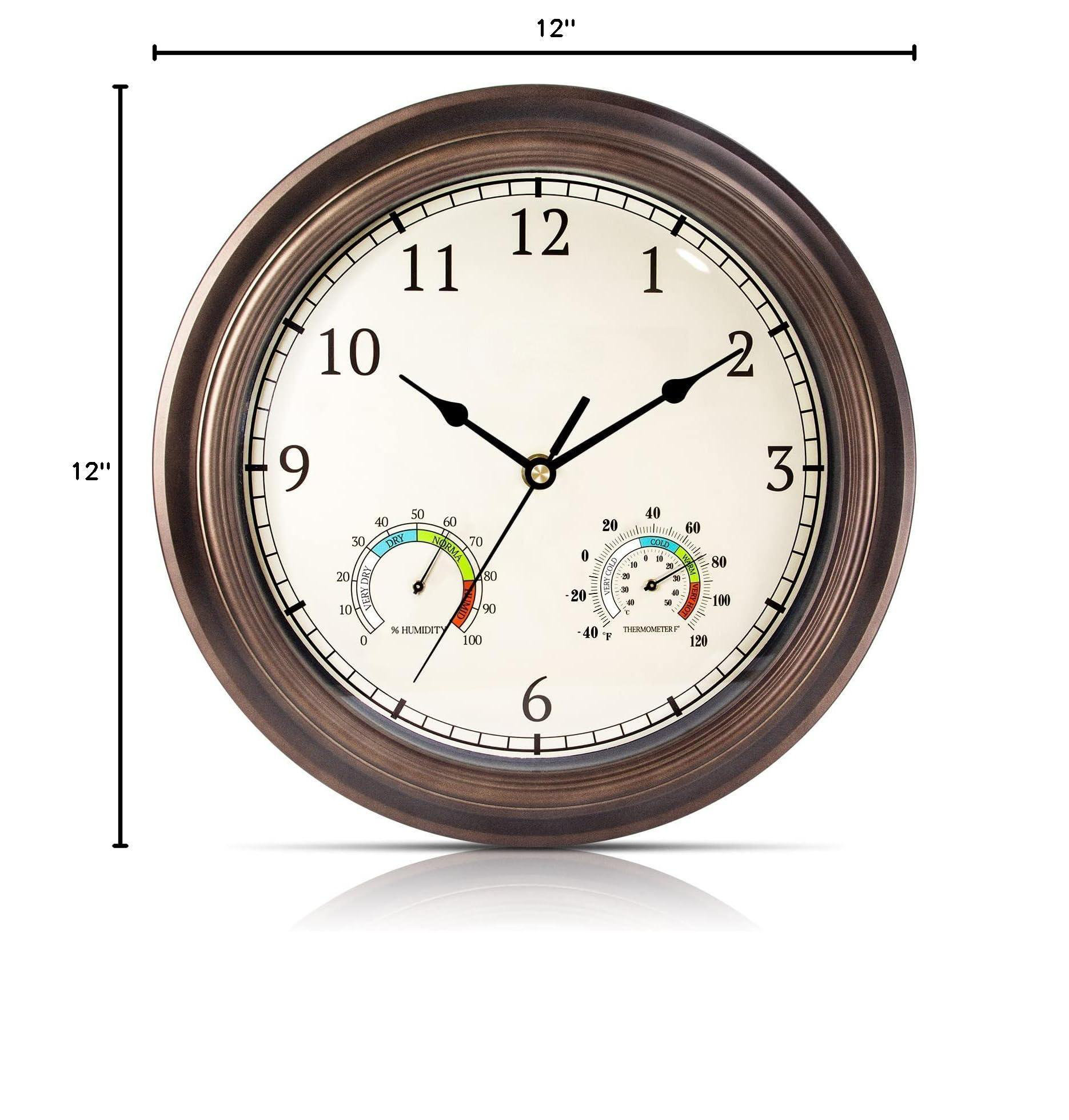 Red Barrel Studio® 12" Vintage Wall Clock Non Ticking With Hygrometer ...