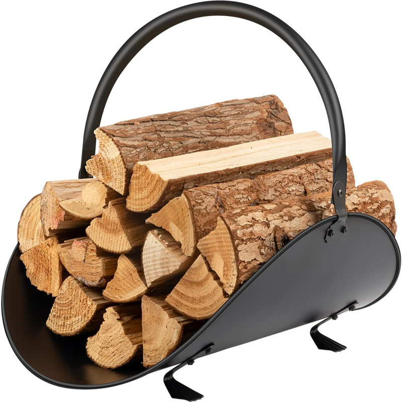 Red Barrel Studio® Briani Fireplace Log Holder Indoor Firewood Carrier ...