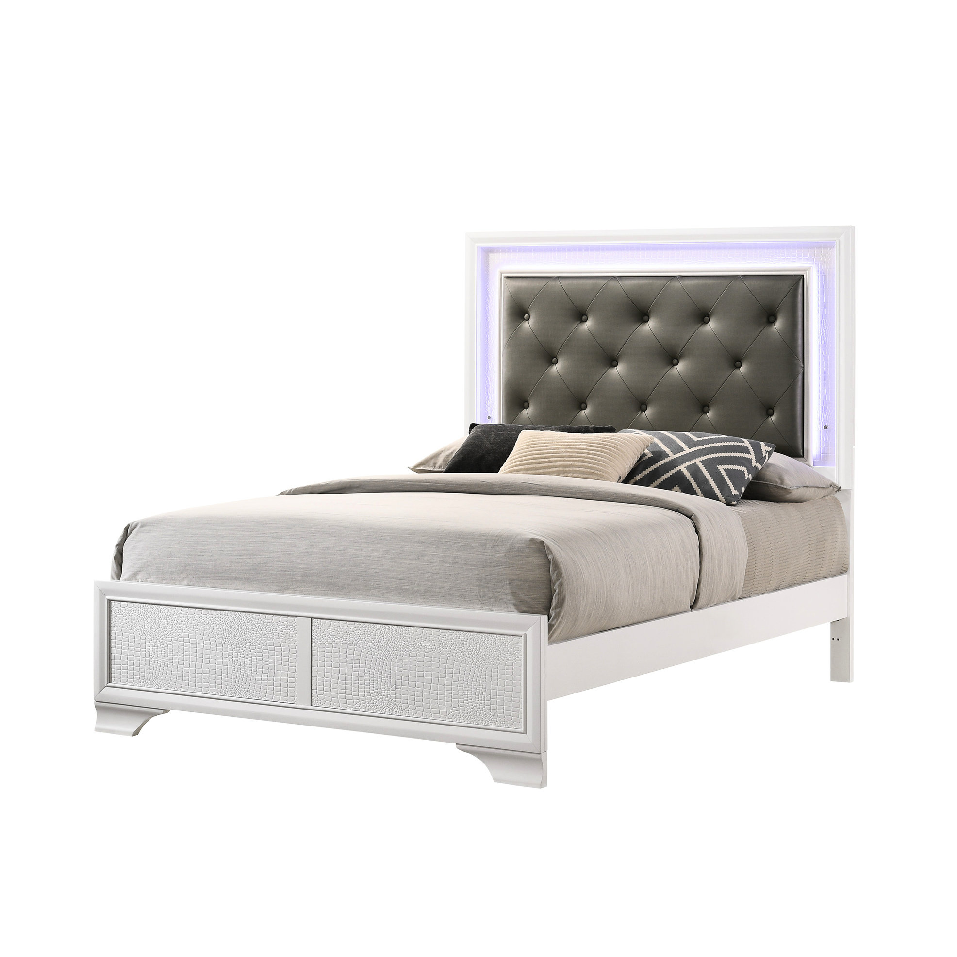 Everly Quinn Modern Twin Size Youth Bed With Crocodile Texture ...