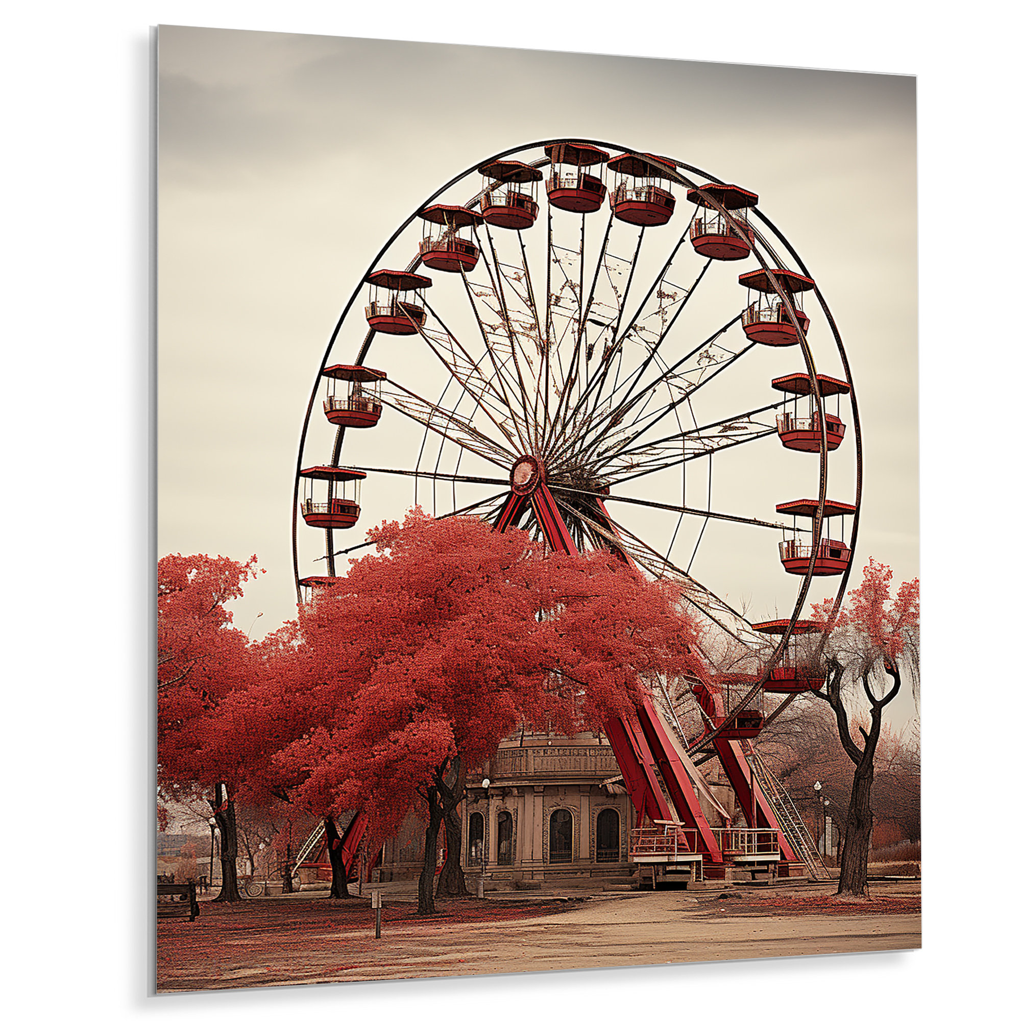 Ebern Designs Red Ferris Wheel Whirling Memories - Amusement Parks ...