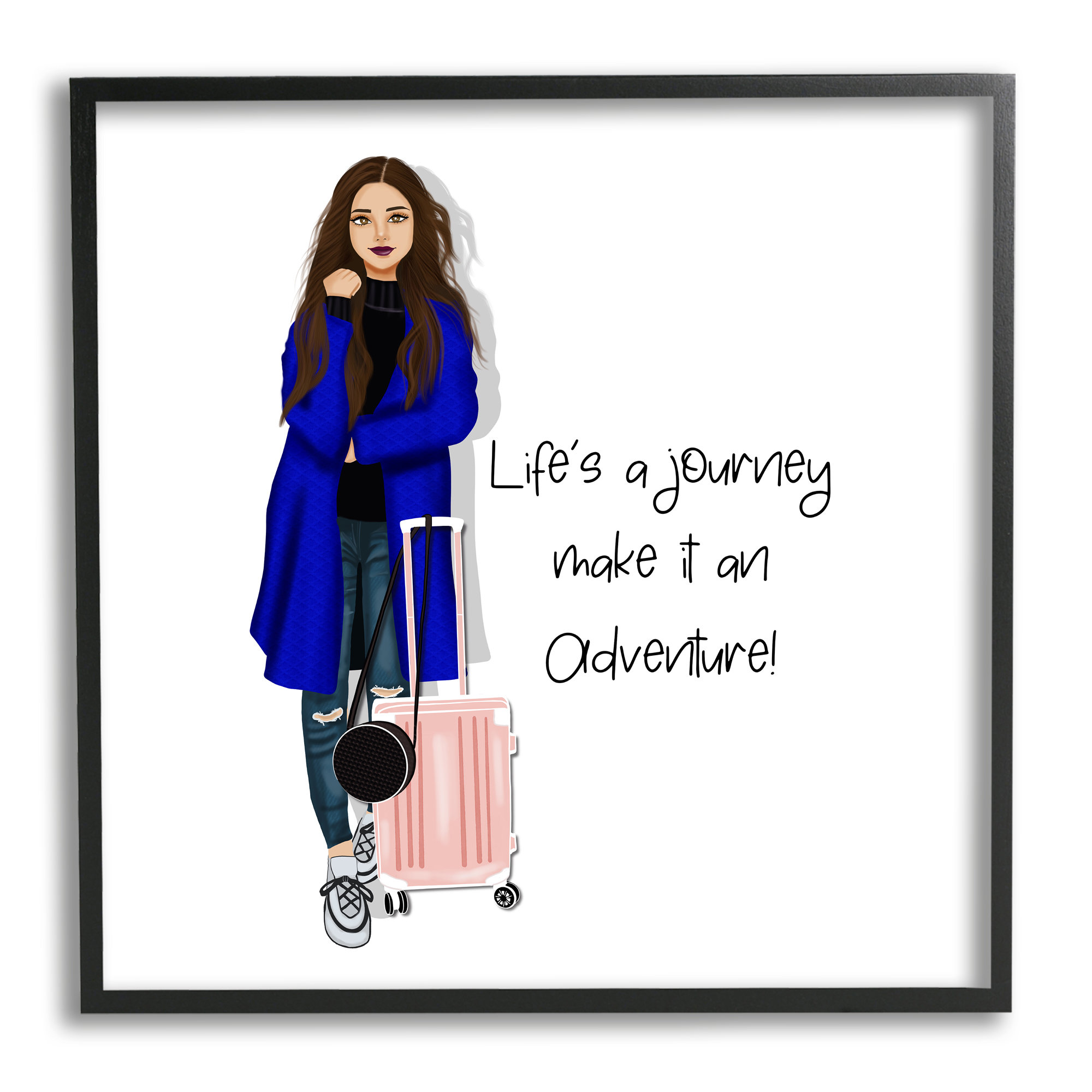 Stupell Industries Life's a Journey Phrase Framed Giclee Art by Saba ...