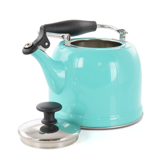 Martha Stewart 2.2 Quart Stainless Steel Tea Kettle in Teal & Reviews ...