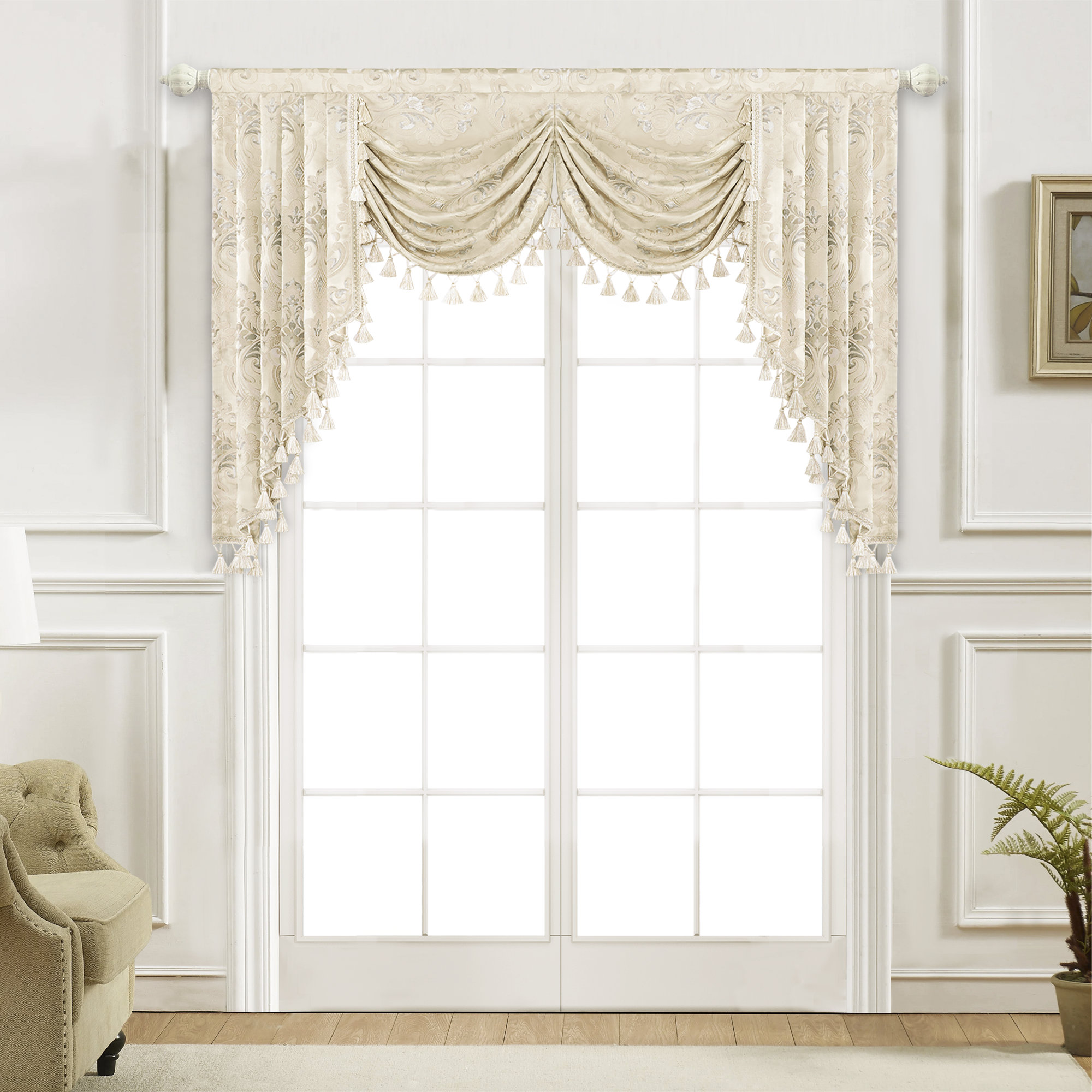 TOPLUXE Damask Window Valance in Light Apricot & Reviews | Wayfair