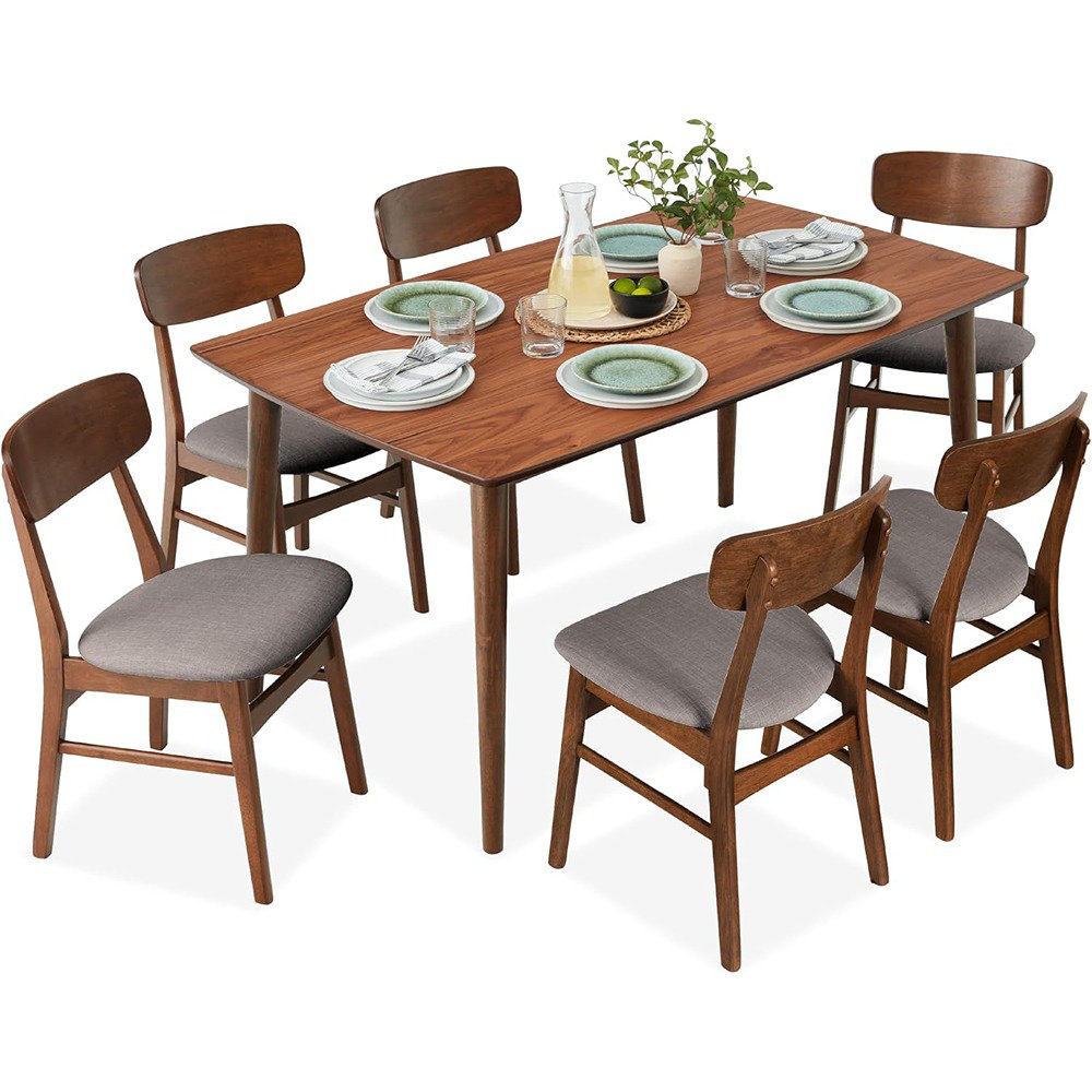 George Oliver 7-piece Dining Room Table Set, Mid-century Modern ...