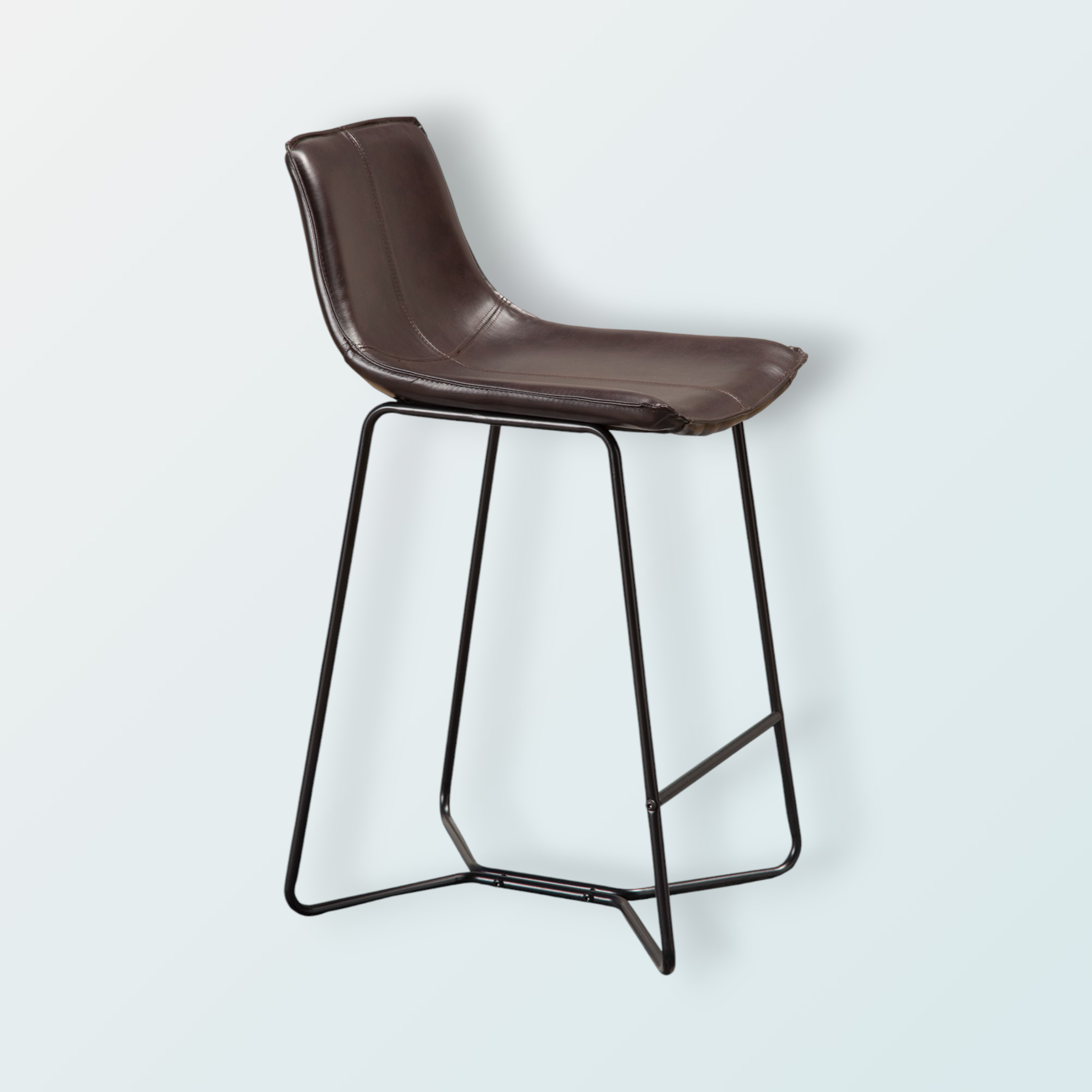 Trio Supply House Timber Dark Brown Bonded Leather Pub Chairs Set of 2 ...