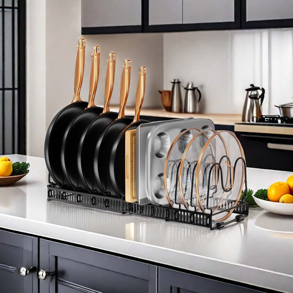 Prep & Savour Iron Rectangle Countertop / Cabinet Pot Rack | Wayfair