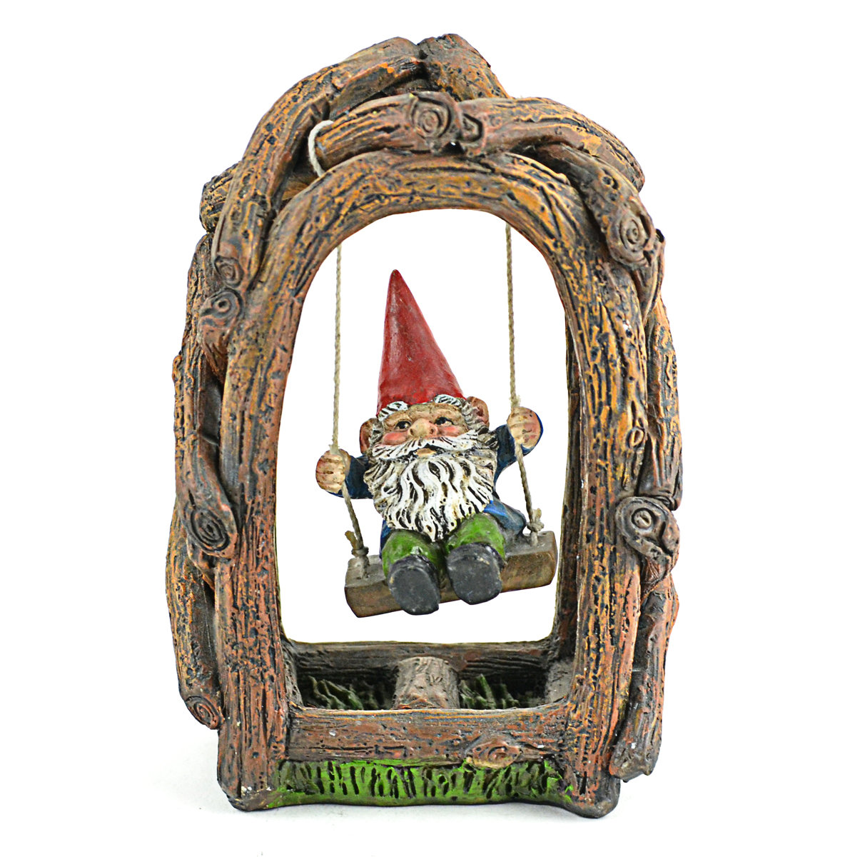 Midwest Design Imports Miniature Garden Gnome on Swing Statue | Wayfair