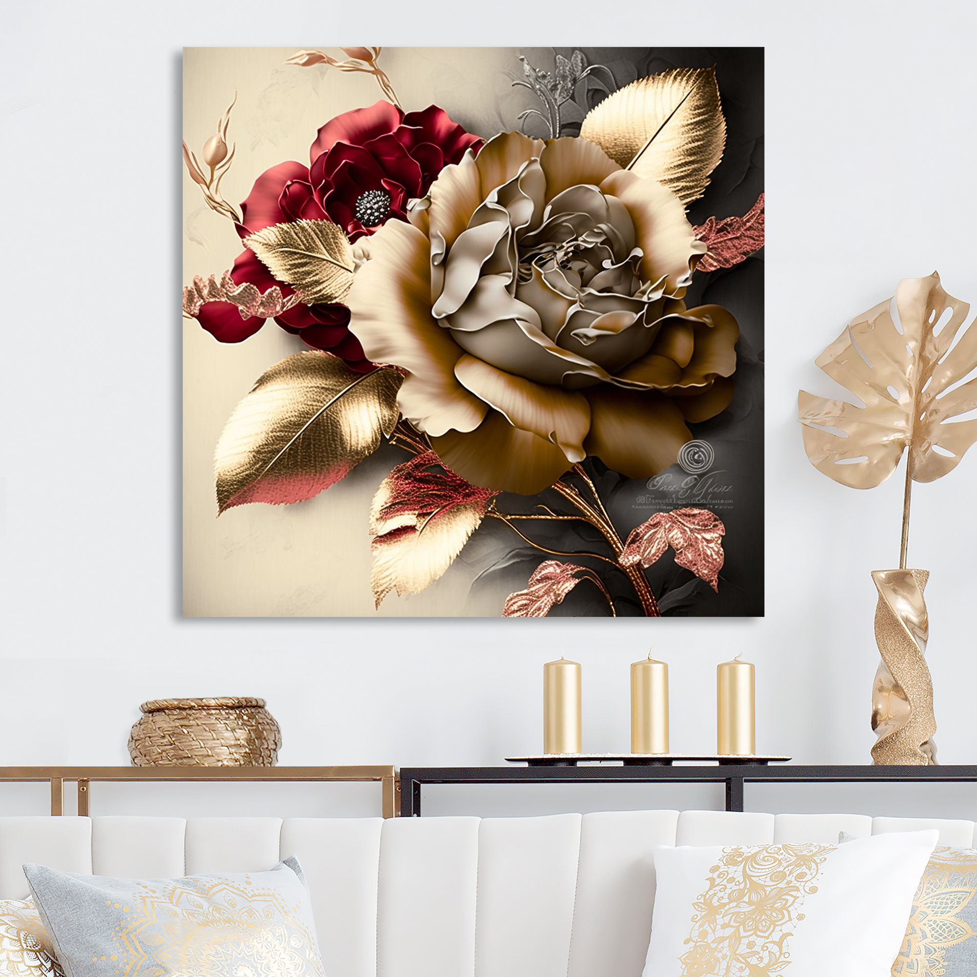 Red Barrel Studio Blossoming Vintage Rose - Floral Metal Wall Décor ...
