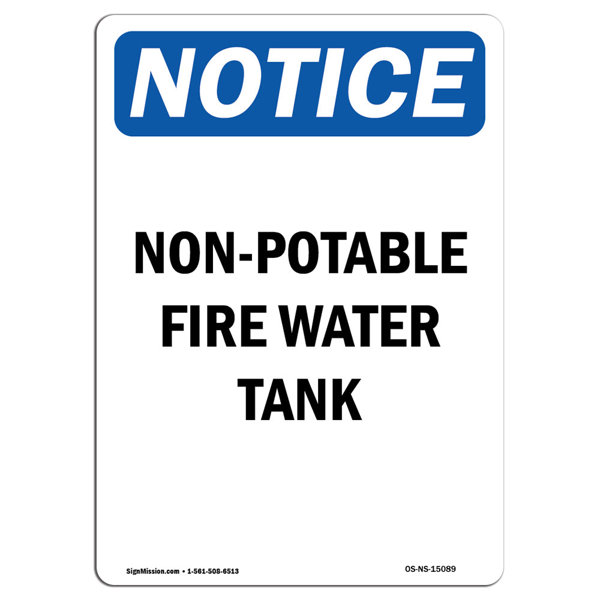 SignMission Non Potable Fire Water Tank Sign | Wayfair