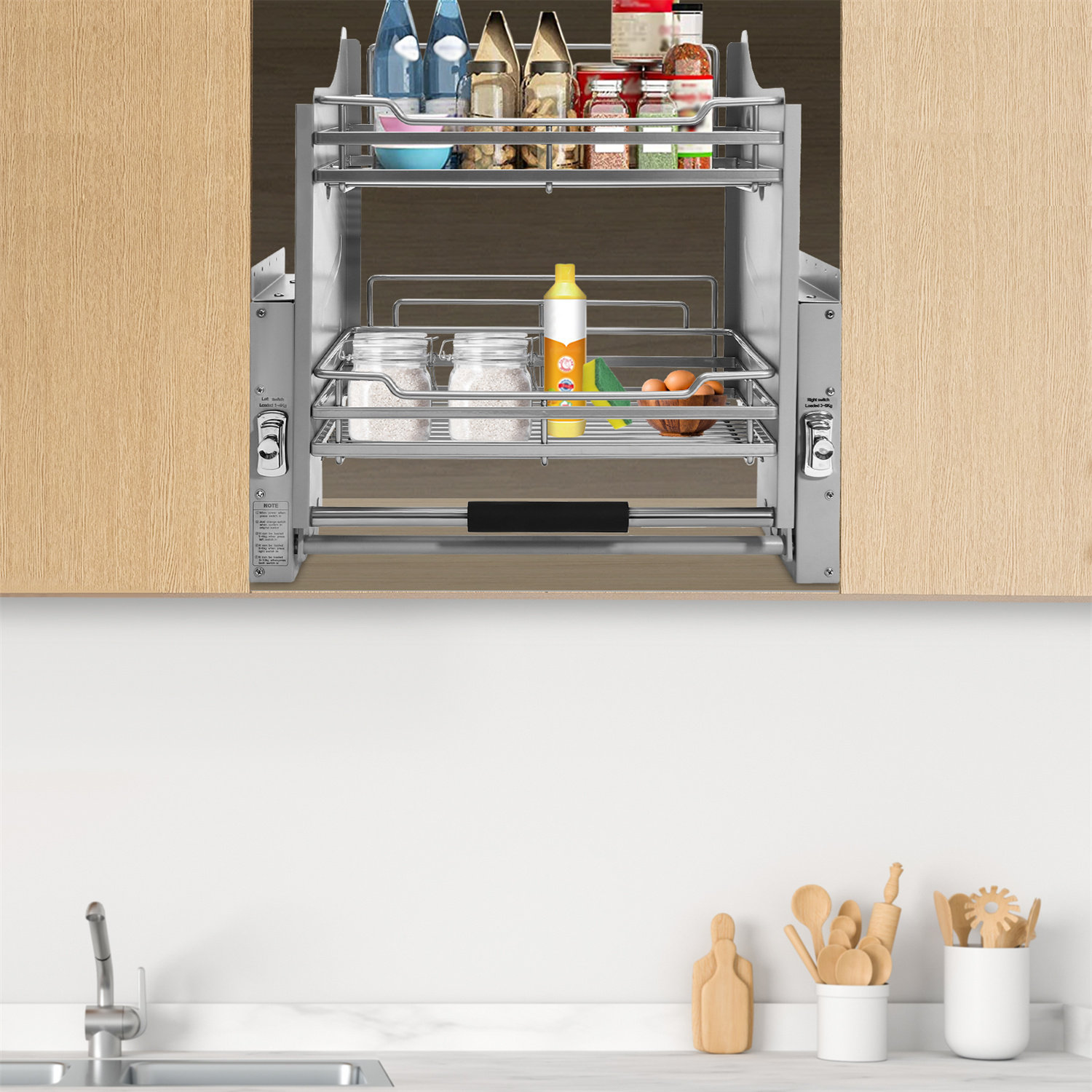 Prep & Savour 2-Tier Cabinet Pull-Down Dish Rack - Wayfair Canada