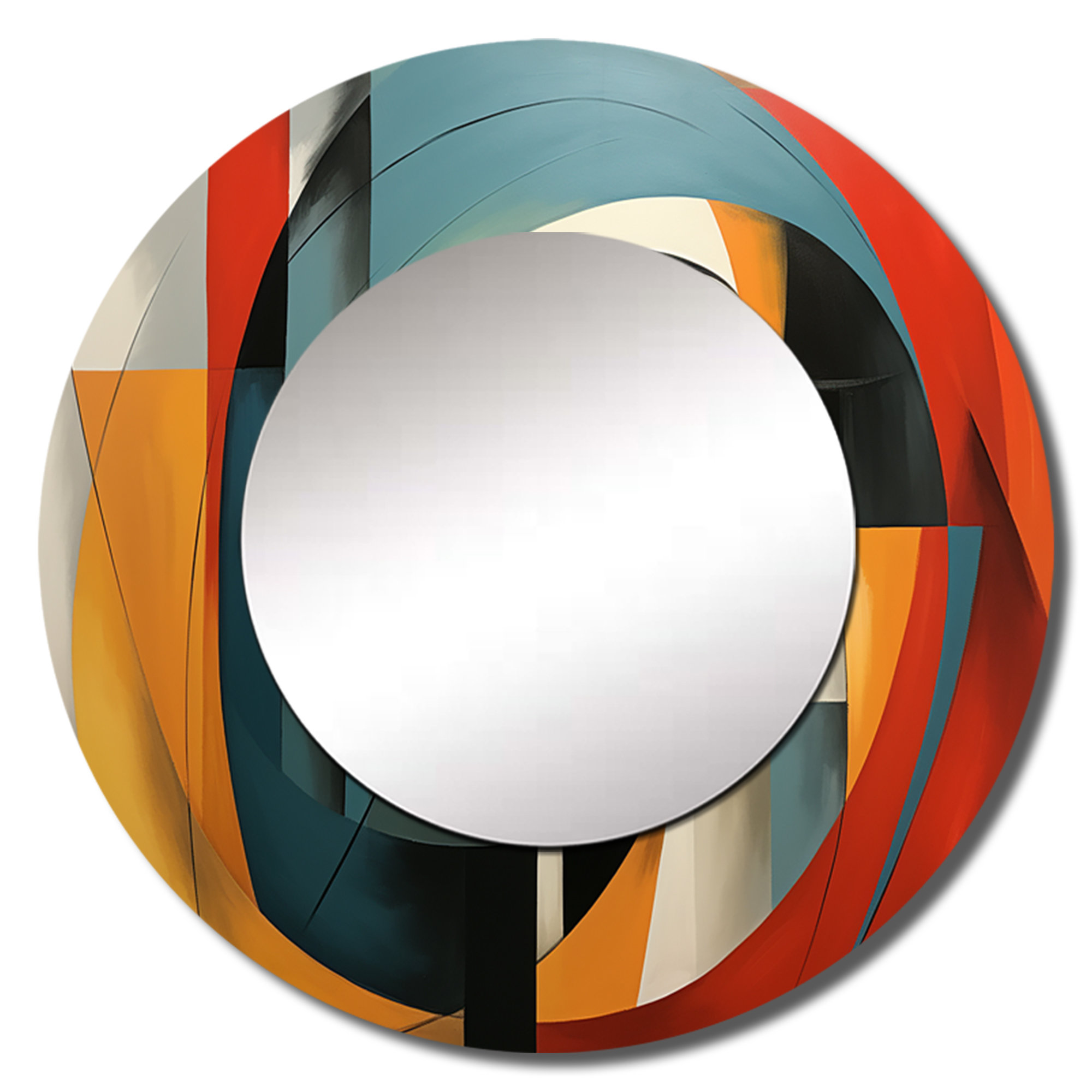 Design Art Cubism Geometric Portrait IV - Cubism Round Mirror Wall ...