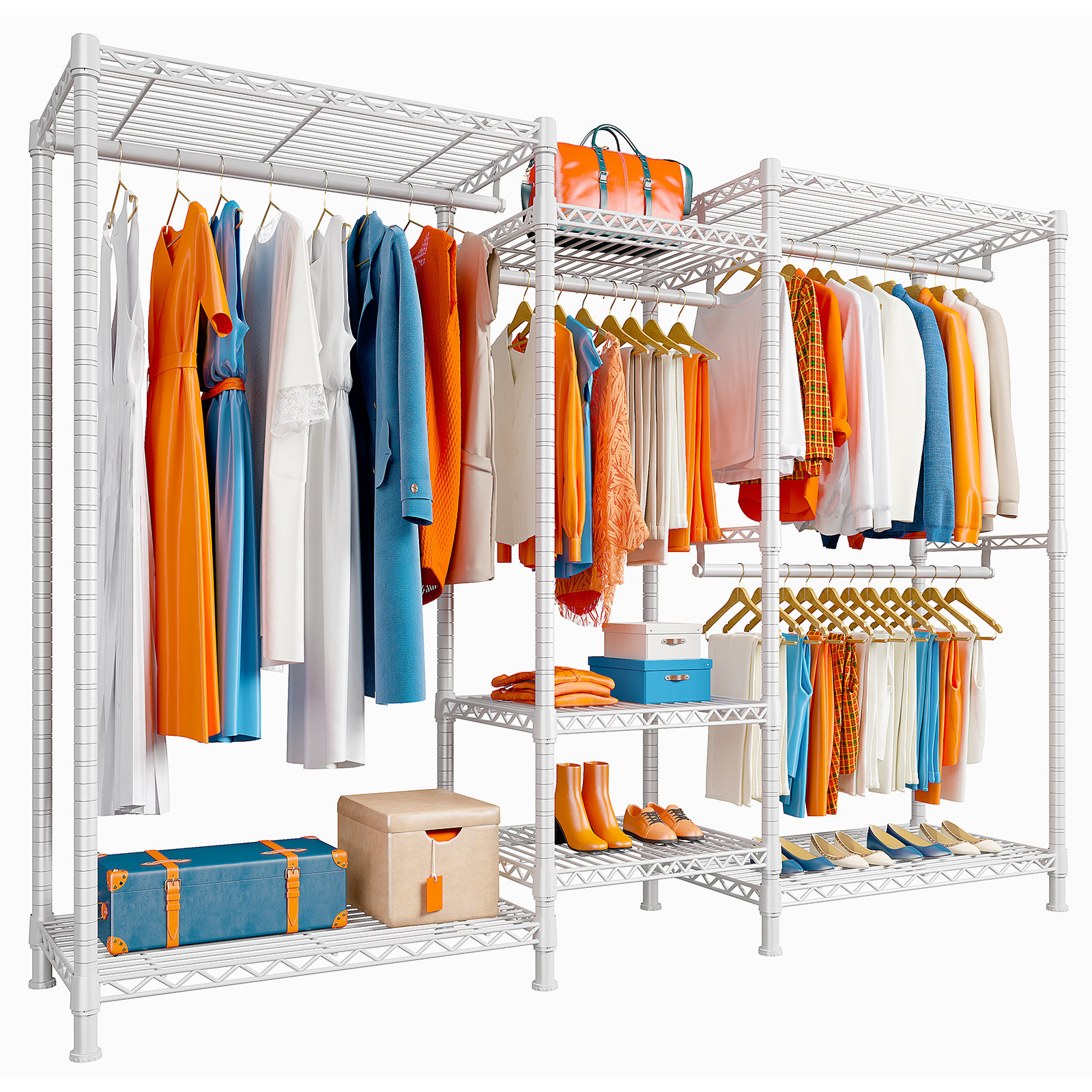 EnHomee 77" Clothing Rack Metal Clothes Rack Loads 725LBS Adjustable ...