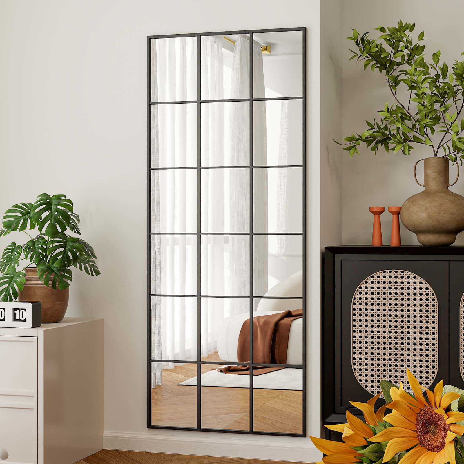 Ebern Designs Gianlucas Window Pane Full Length Mirror Wall Mirror ...