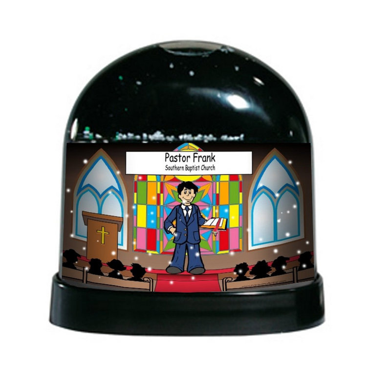 The Holiday Aisle® NTT Cartoon Caricature Male Pastor Snow Globe | Wayfair
