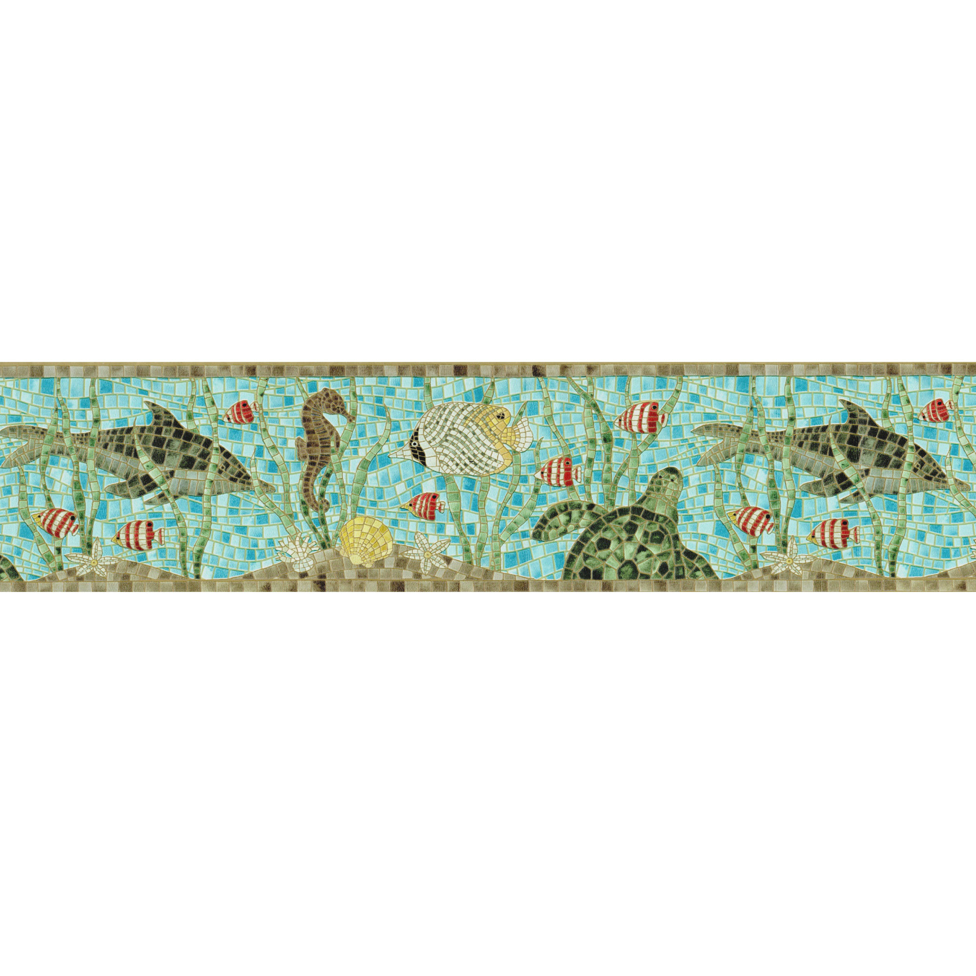 Highland Dunes Alizia Mosaic Under The Sea Wallpaper Border | Wayfair