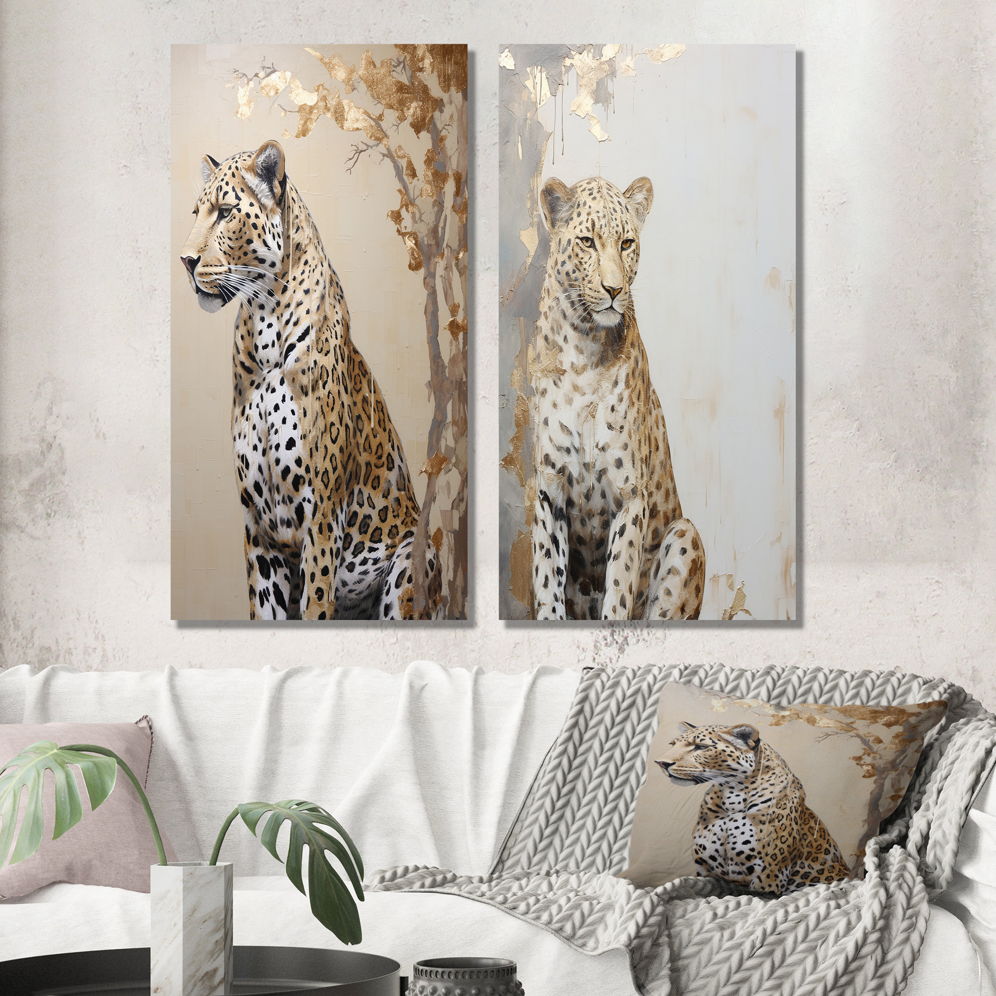 Bungalow Rose Cheetahs Fleeting Moments - Cheetah Canvas Art Print Set ...