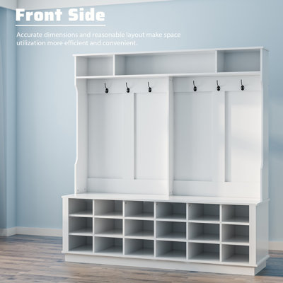 Wade Logan® Antoinetta Hall Tree 63'' Wide with Bench and Shoe Storage ...
