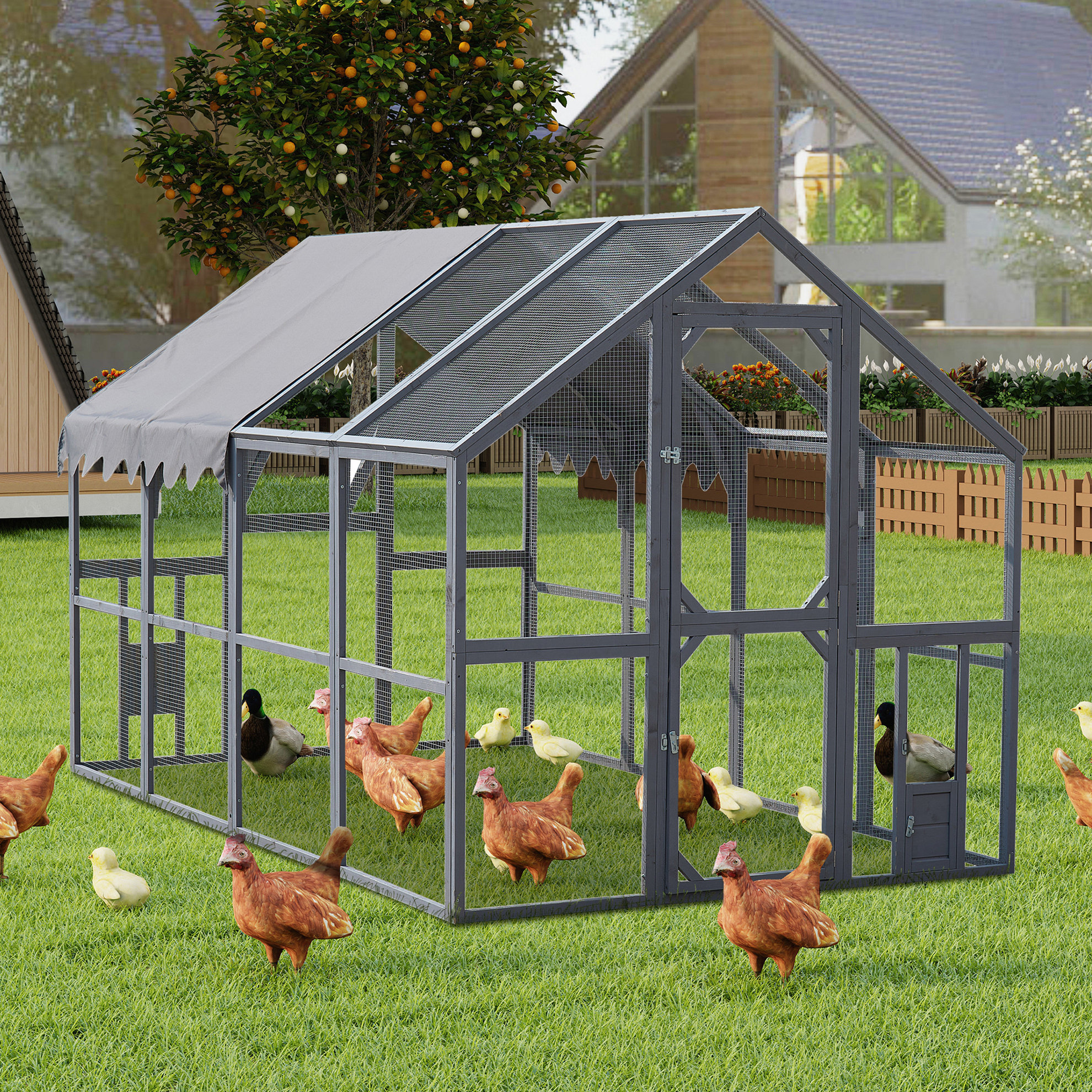 Tucker Murphy Pet™ Outdoor Chicken Coop Enclosures 110" Large Kitten ...