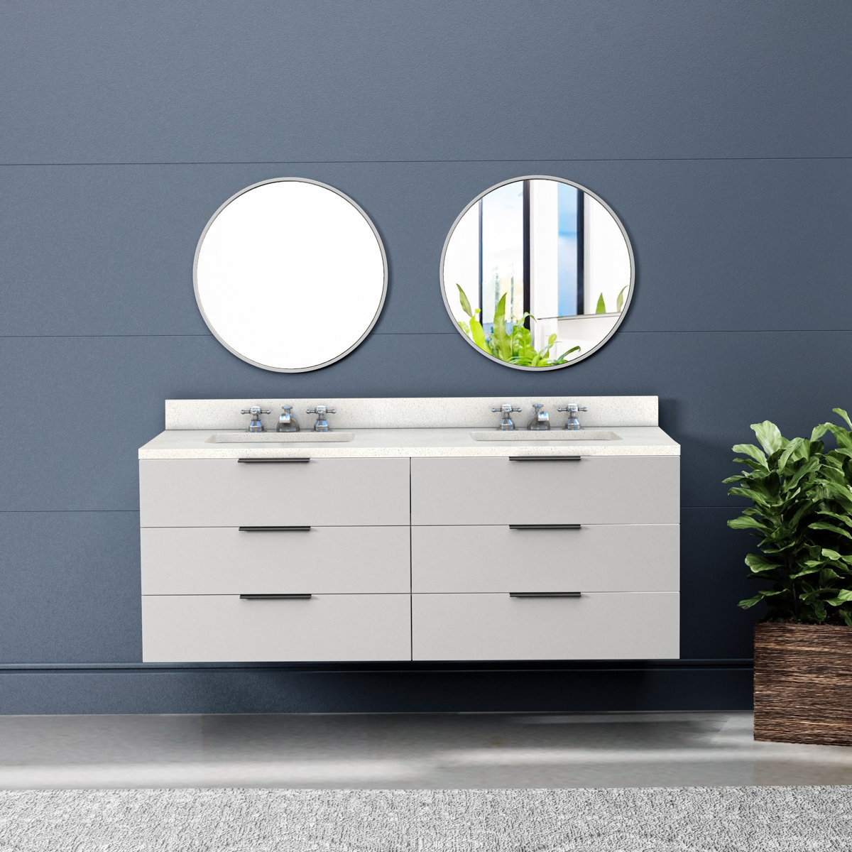 Ivy Bronx Soho 60" Solid Wood Bathroom Vanity with Durable Quartz Top ...