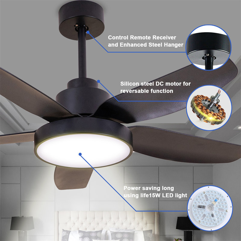 Ebern Designs 46 Inch Ceiling Fan With LED Lights | Wayfair