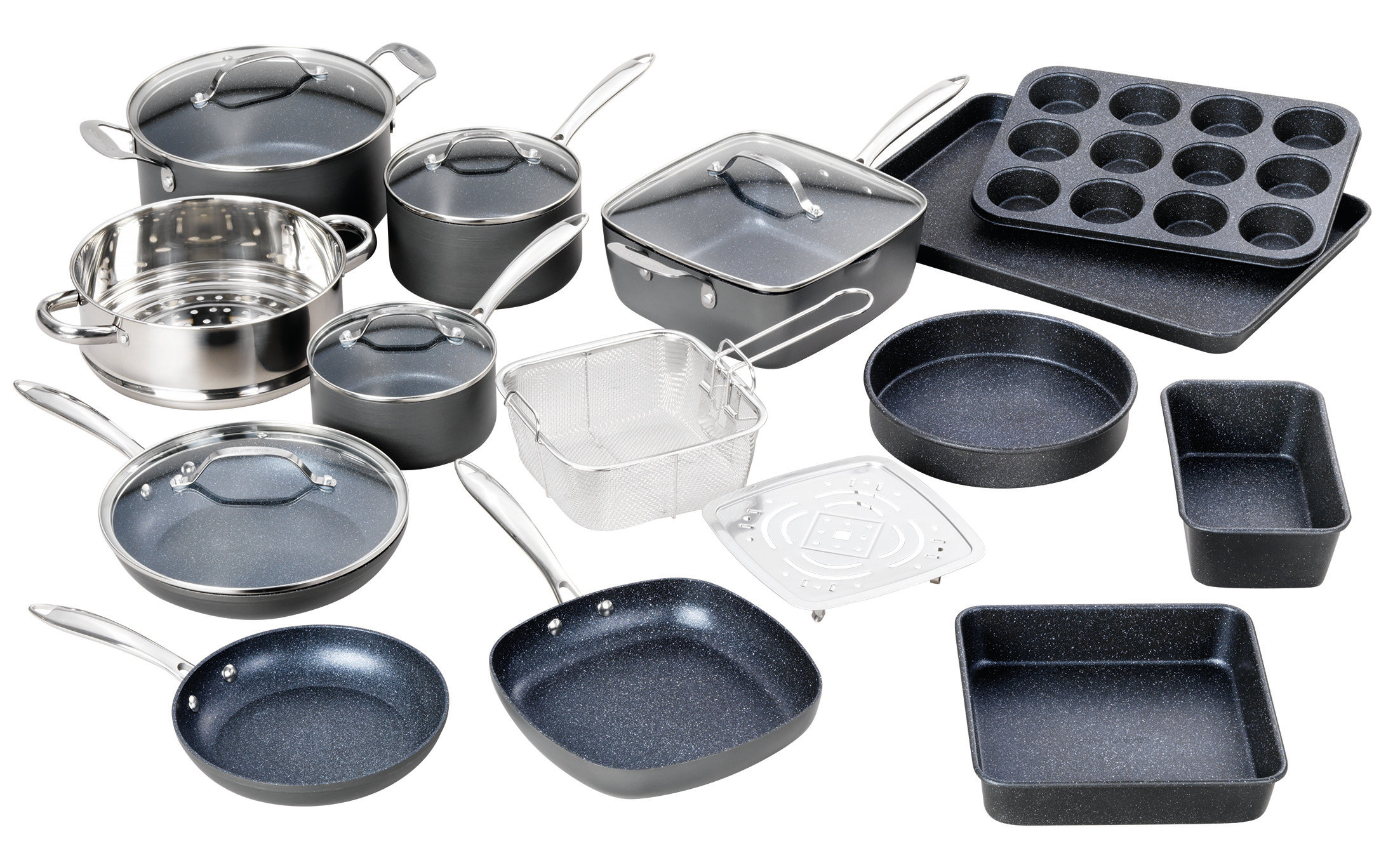 Granitestone Pro Hard Anodized Nonstick 20 Piece Cookware and Bakeware ...