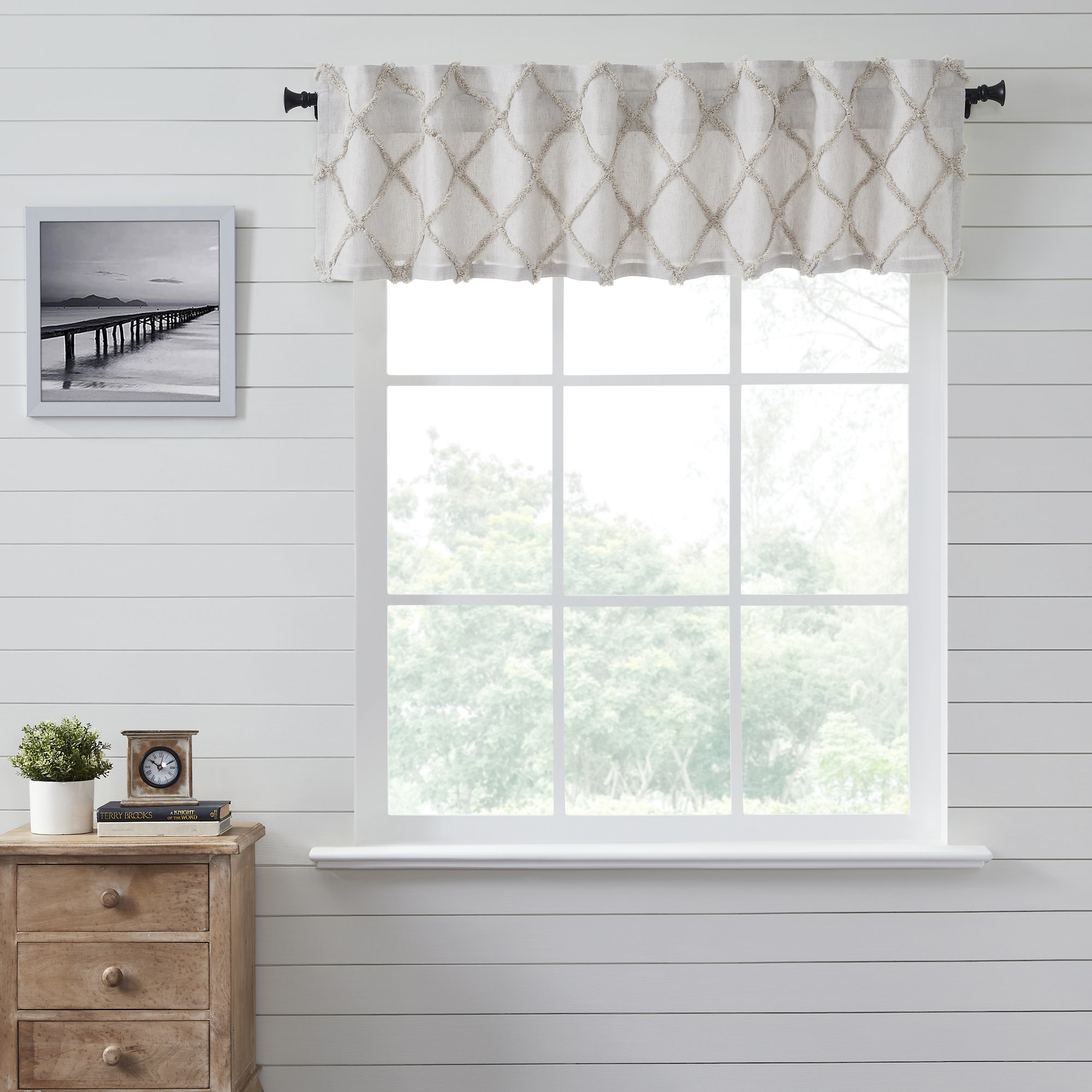 Rosalind Wheeler Az Geometric Cotton Tailored Window Valance in Tan ...