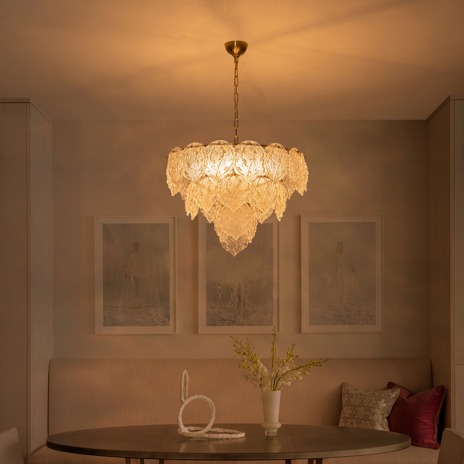House of Hampton 3-Tier 6-Light Modern Gold Metal Round Dean With Clear ...