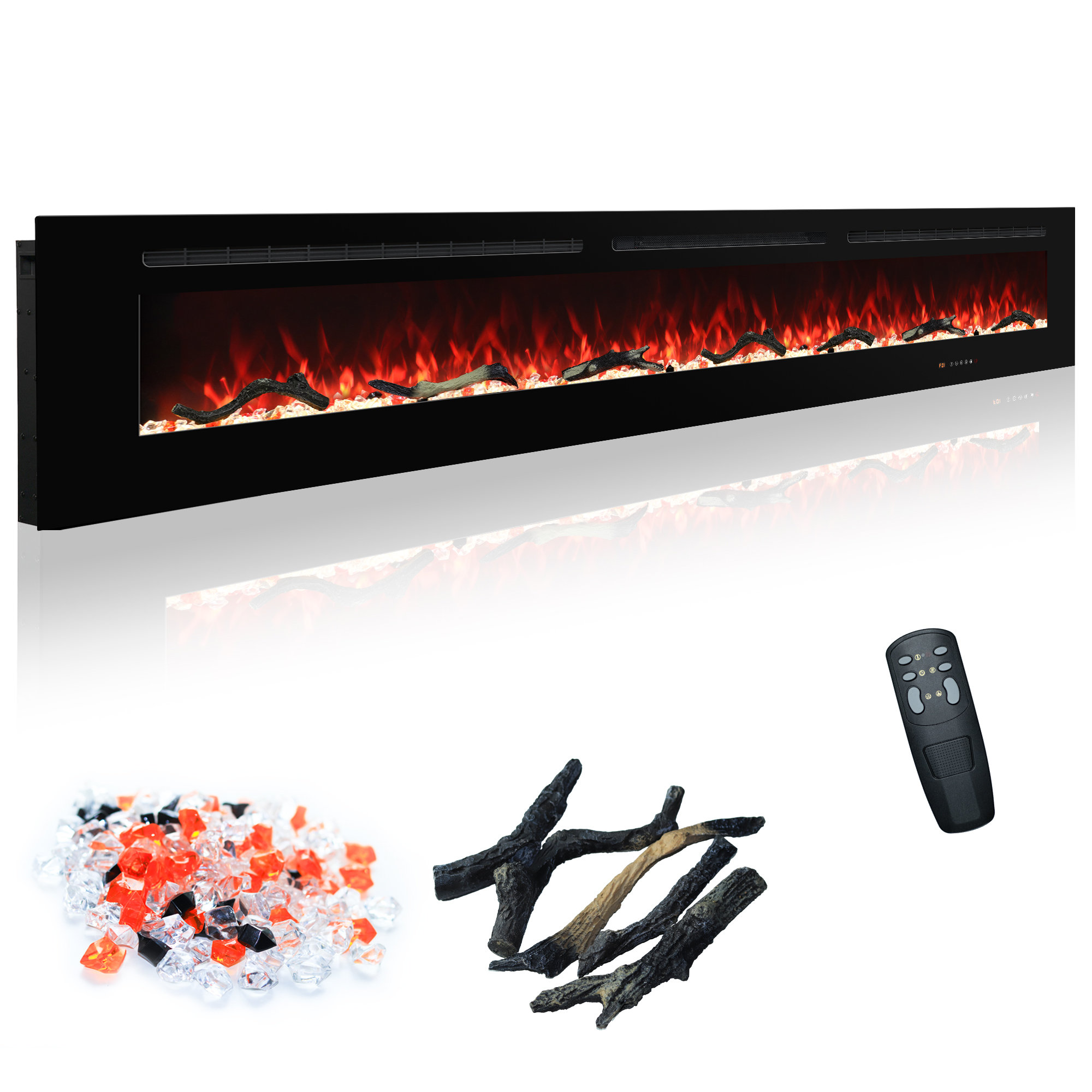 Ivy Bronx 100 inch Electric Fireplace in Wall Recessed and Wall Mounted ...