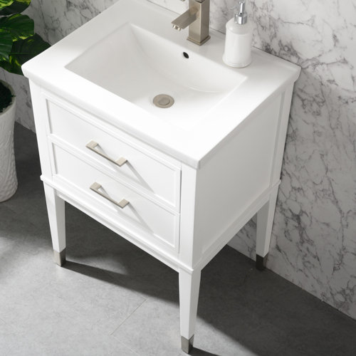 Everly Quinn Deon 24'' Single Bathroom Vanity with Ceramic Top ...