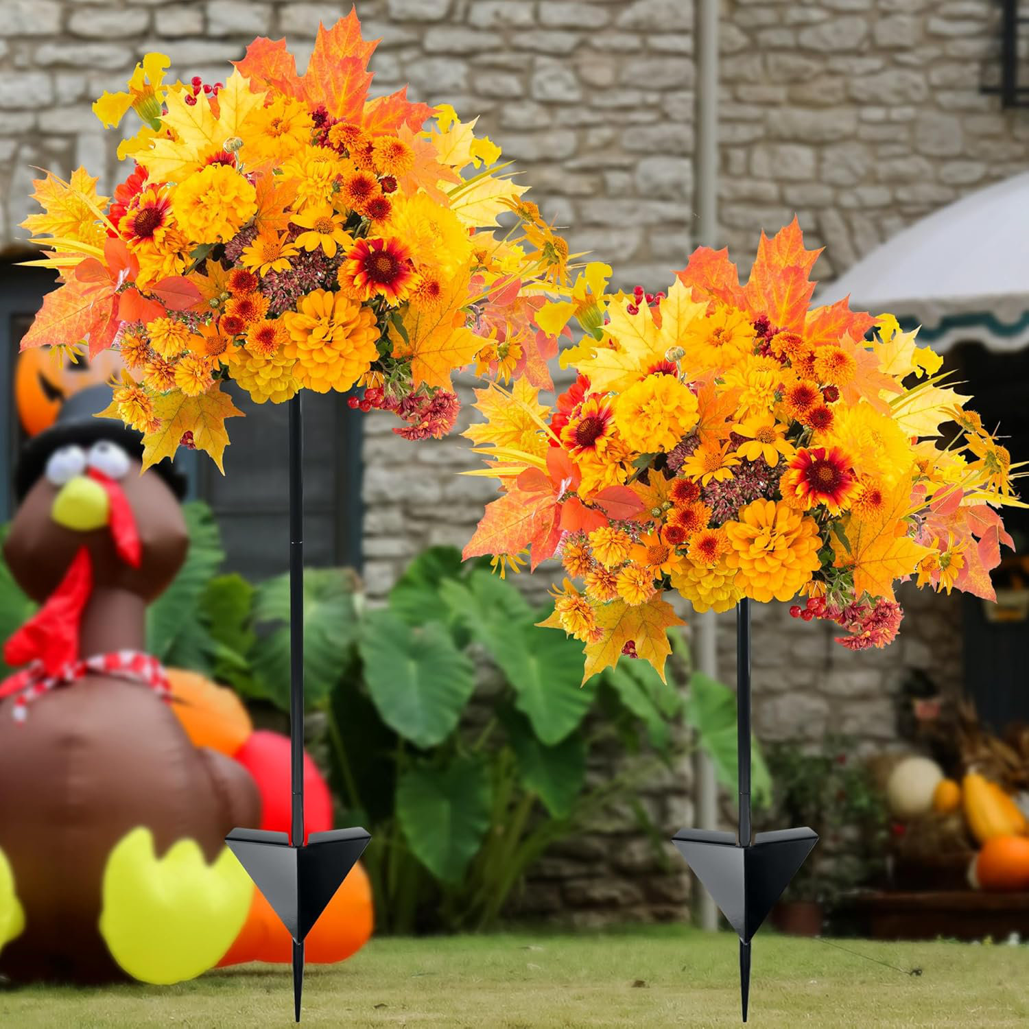 Lark Manor 2 Pack Adjustable Outdoor Flower Pot Stand, Versatile Plant ...