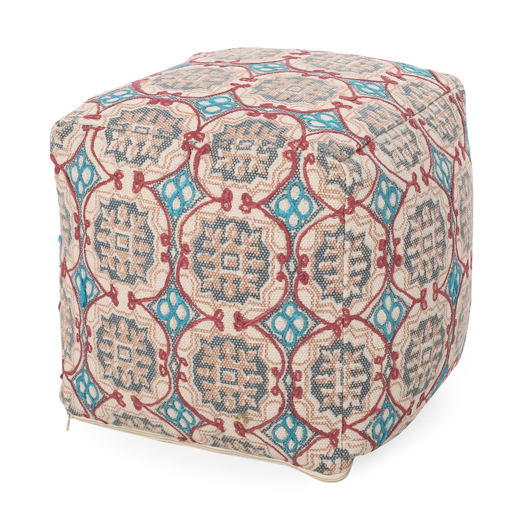 Dakota Fields Handcrafted Fabric Pouf Multicolored - Home Decoration ...