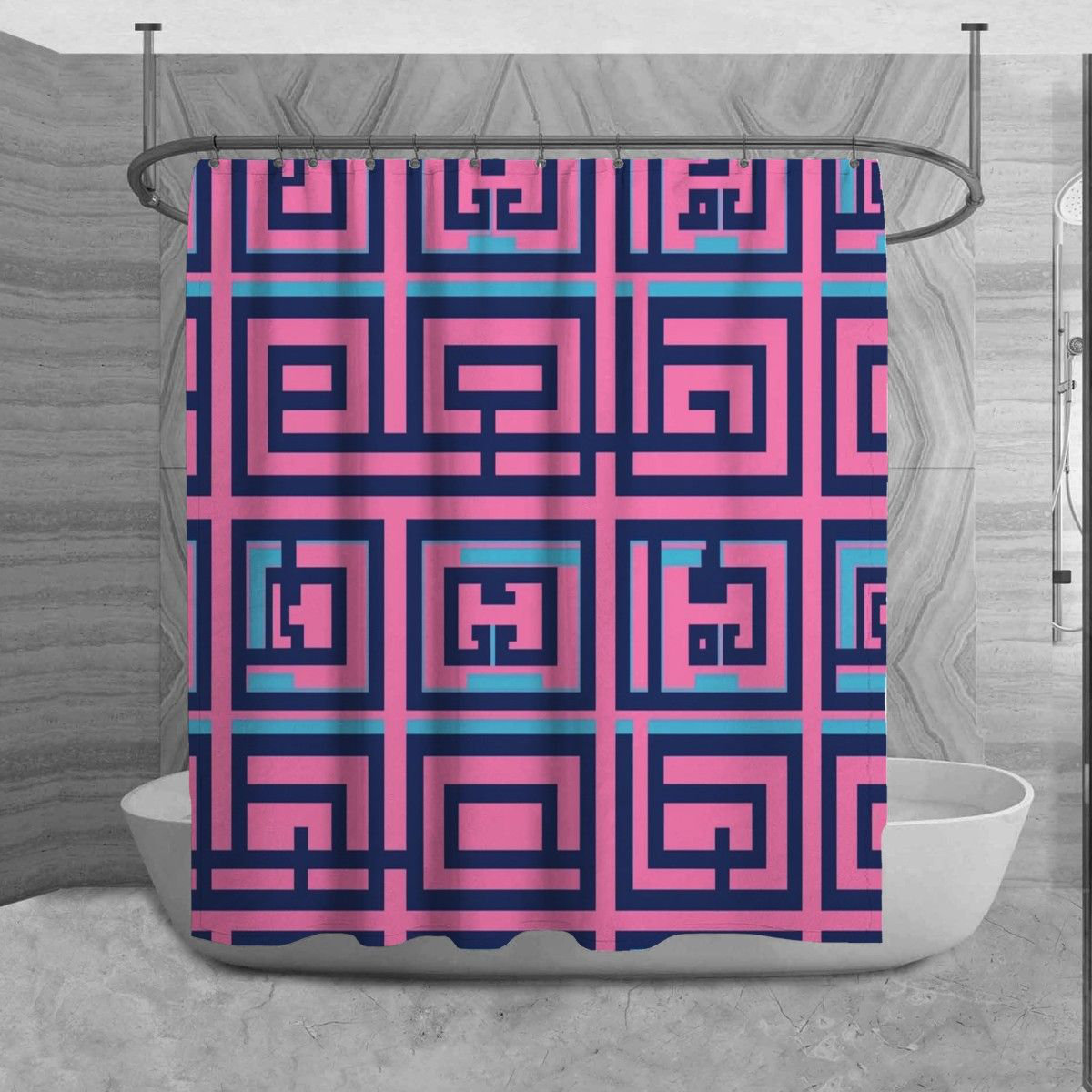 East Urban Home Greek Key Shower Curtain Geometric Bathroom Décor 6278 ...