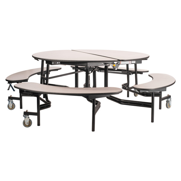 National Public Seating NPS® Mobile Cafeteria Table w/ Benches, 60 ...
