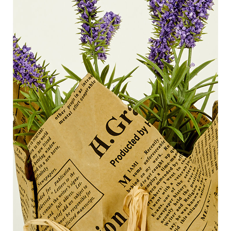 Primrue 9" Artificial Lavender in 4" Pot with Newspaper | Wayfair