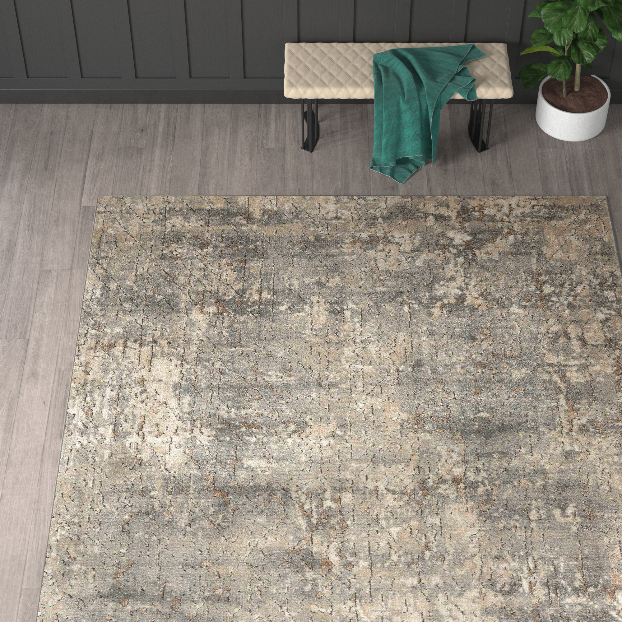Mercury Row® Addilyn Abstract Beige/Gray Area Rug & Reviews | Wayfair