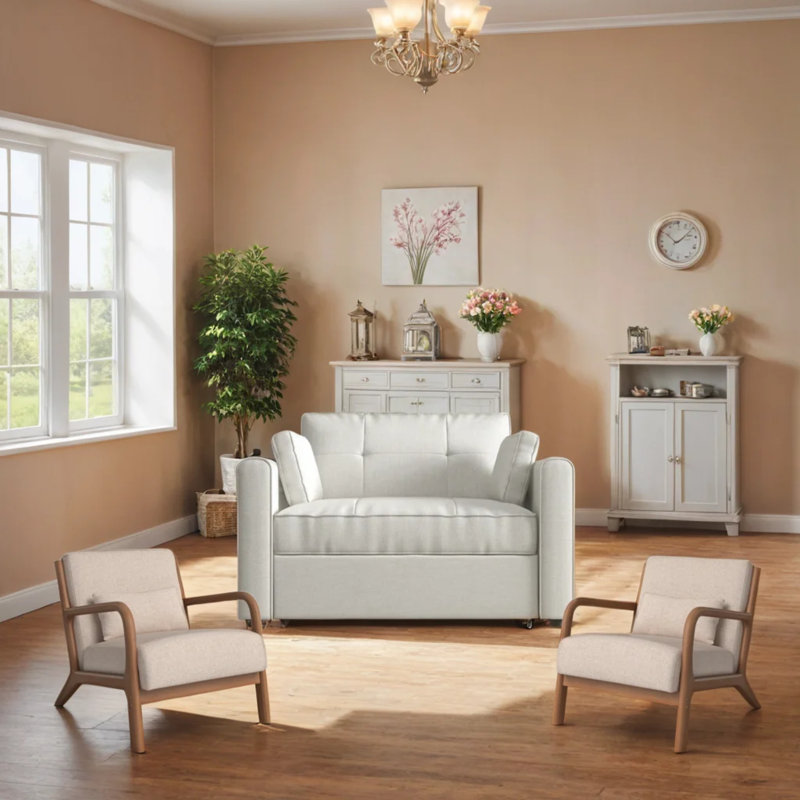 George Oliver Sharray 3-Piece Modern Linen Blend Upholstered Tufted ...