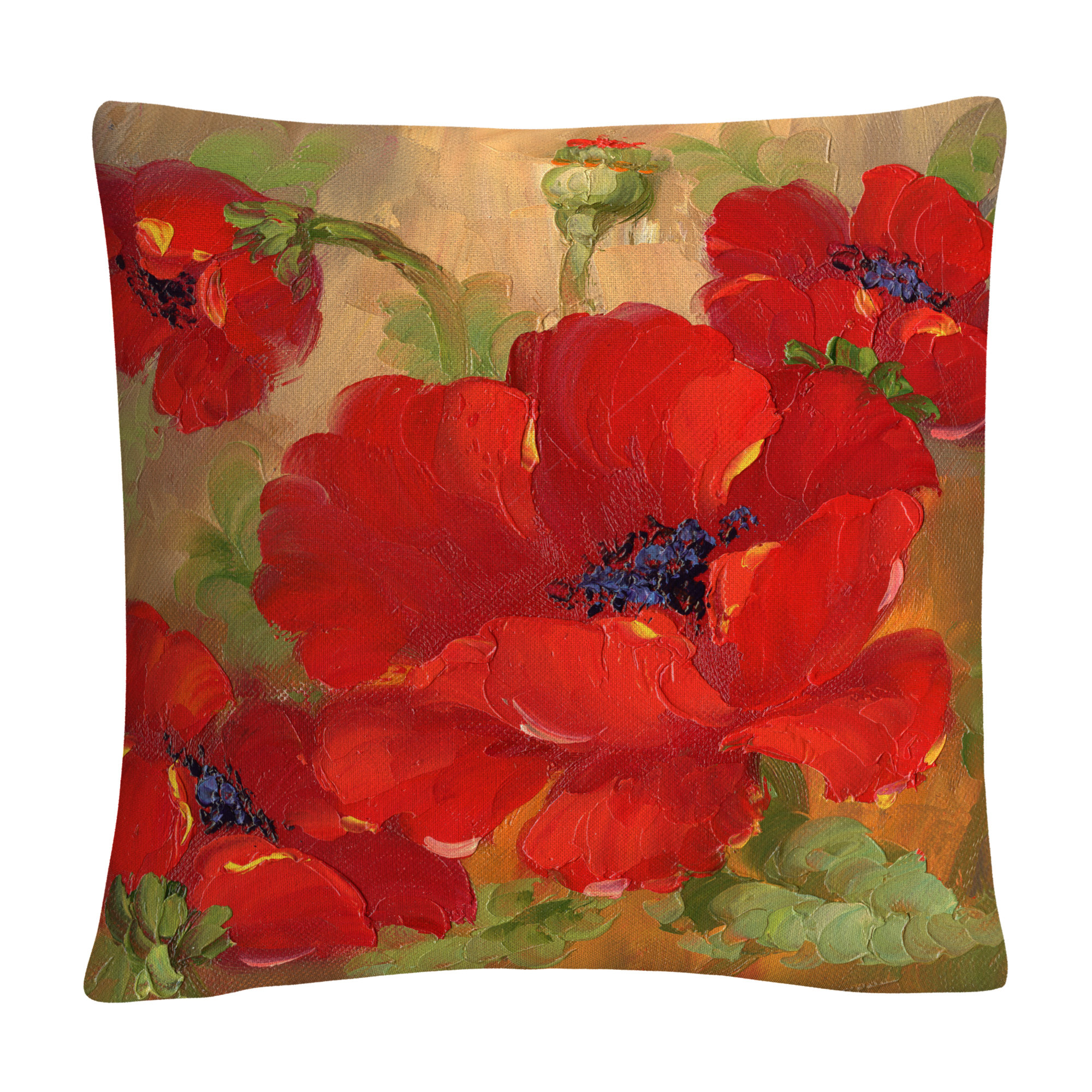 Trademark Fine Art Rio Poppies Floral Throw Pillow & Reviews | Wayfair