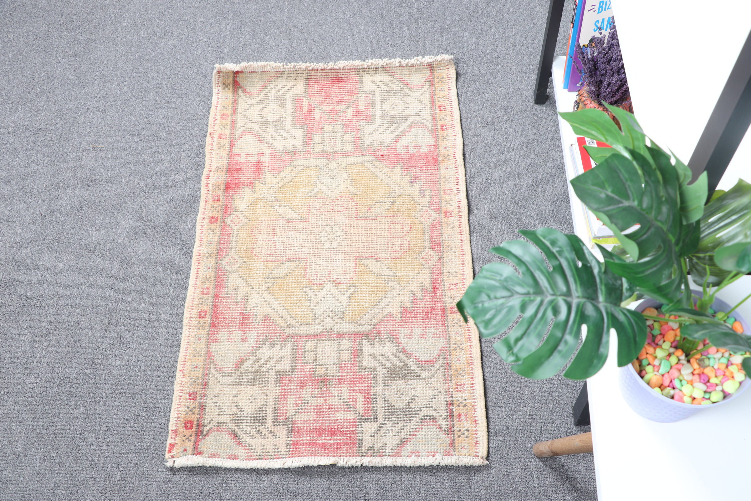 Fleur De Lis Living Red Turkish Vintage Small Wool Rug Ideal for Door ...