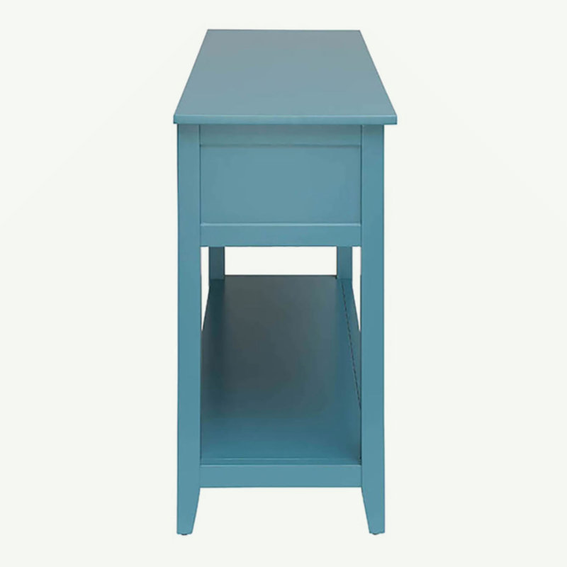 Ophelia & Co. Teal Console Table With Bottom Shelf | Wayfair