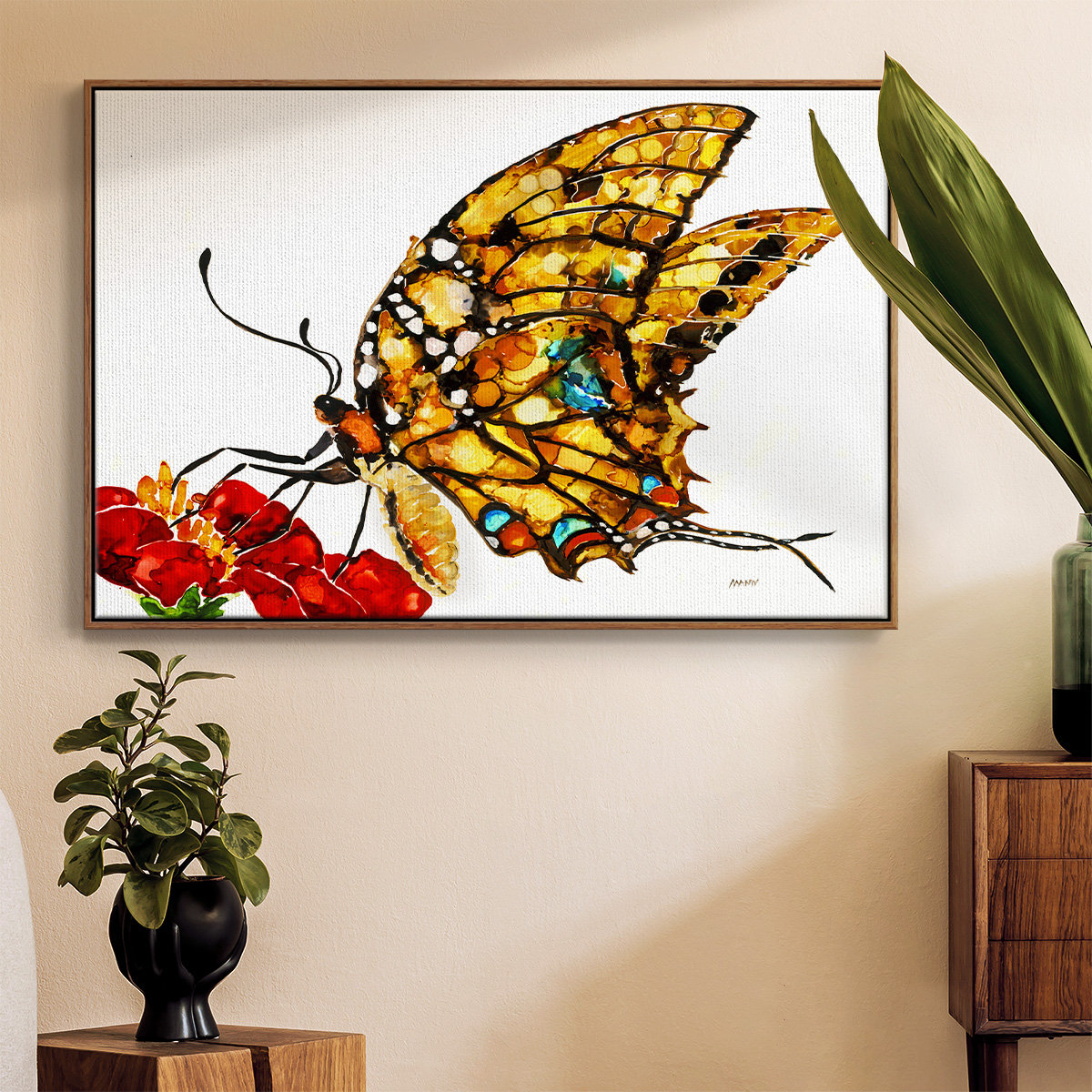 August Grove Wings II - Floater Frame Print on Canvas - Wayfair Canada