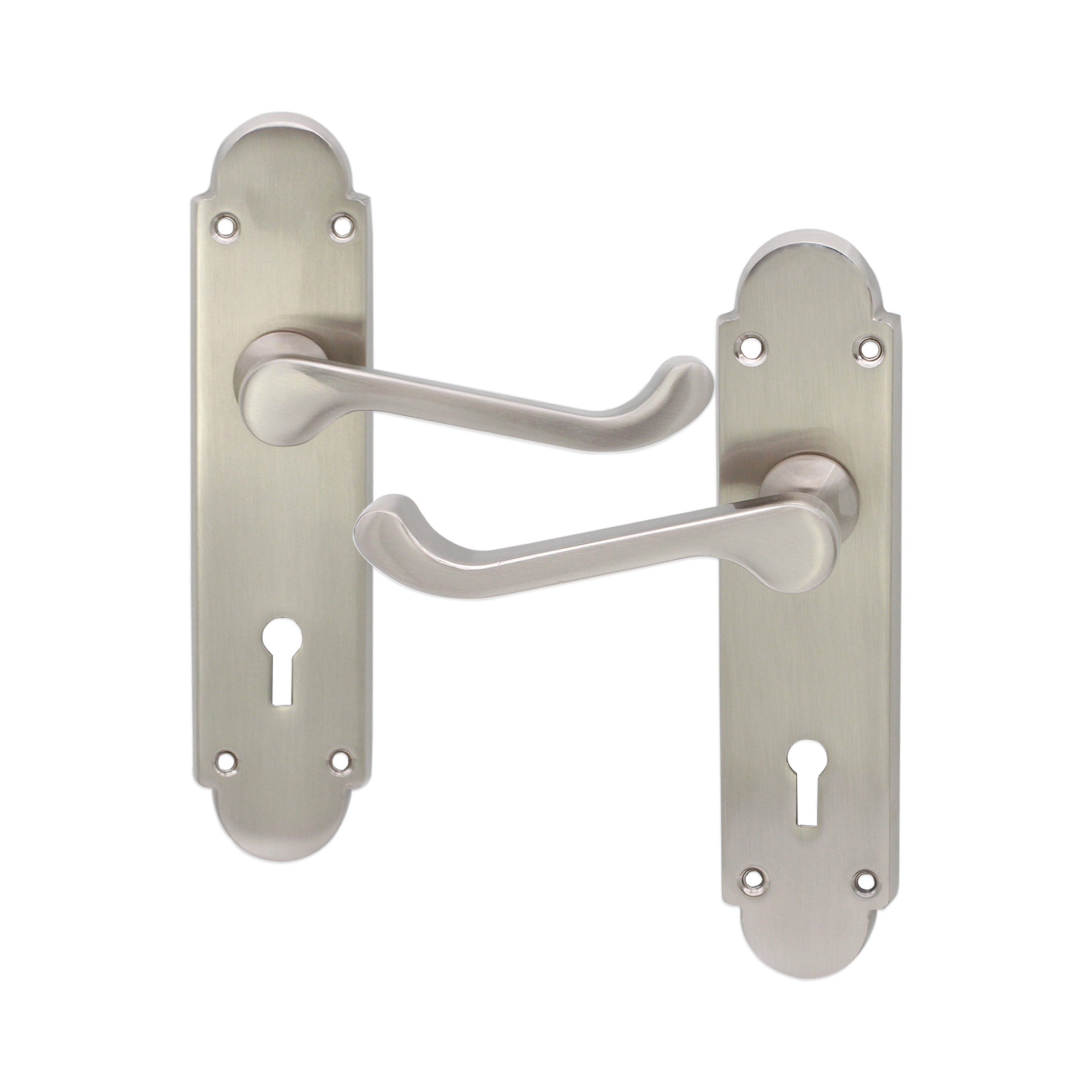 Spira Brass Oakley Lock Lever Handle Satin Nickel | Wayfair.co.uk